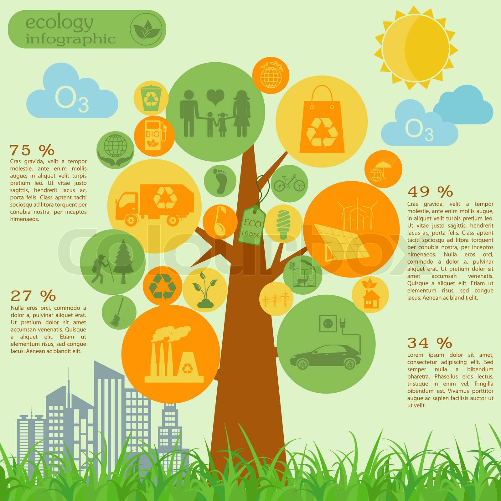 Environment, ecology infographic elements. Environmental risks ...