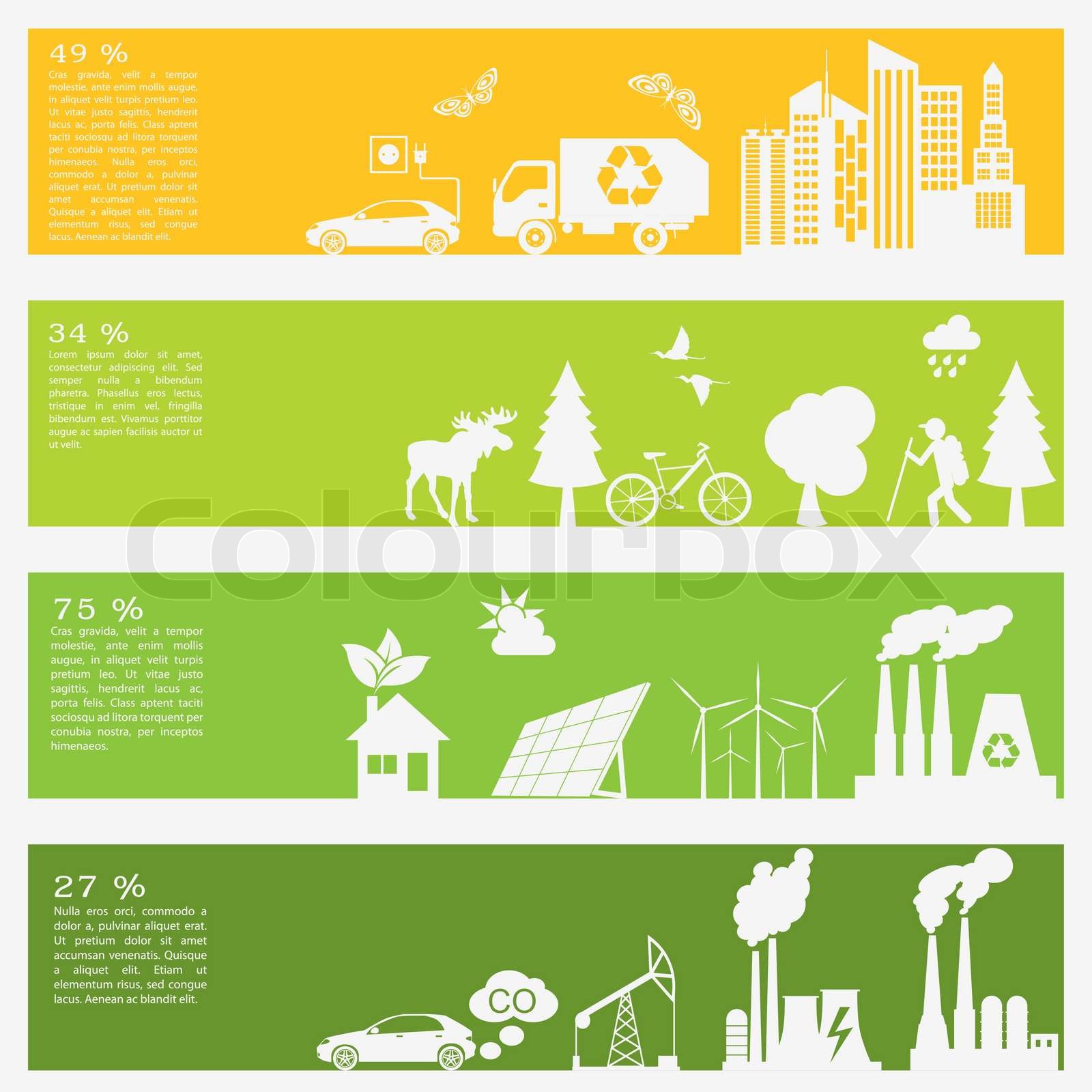 Environment, ecology infographic elements. Environmental risks ...