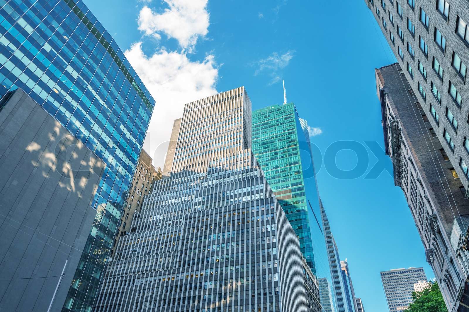 Midtown Manhattan skyscrapers as seen from street level | Stock image ...