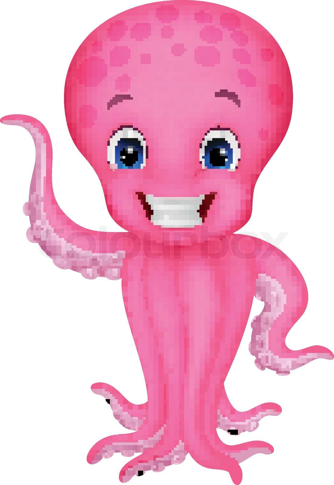 Cute cartoon octopus waving | Stock vector | Colourbox