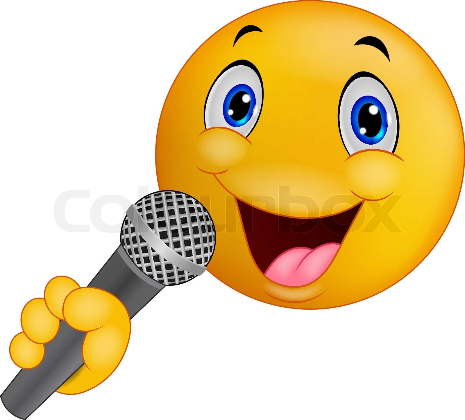 Cartoon Emoticon smiley singing | Stock vector | Colourbox