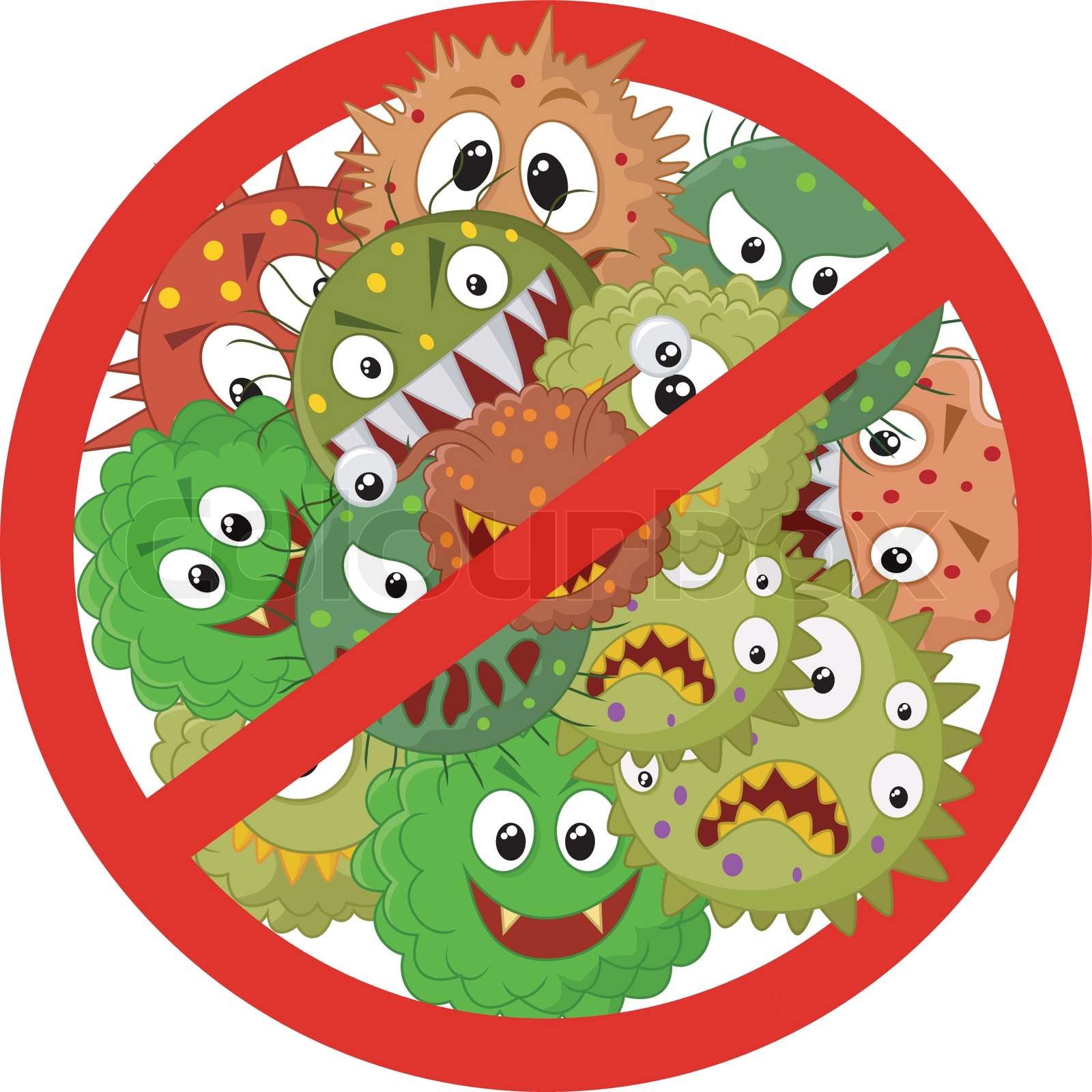 Stop virus cartoon | Stock vector | Colourbox