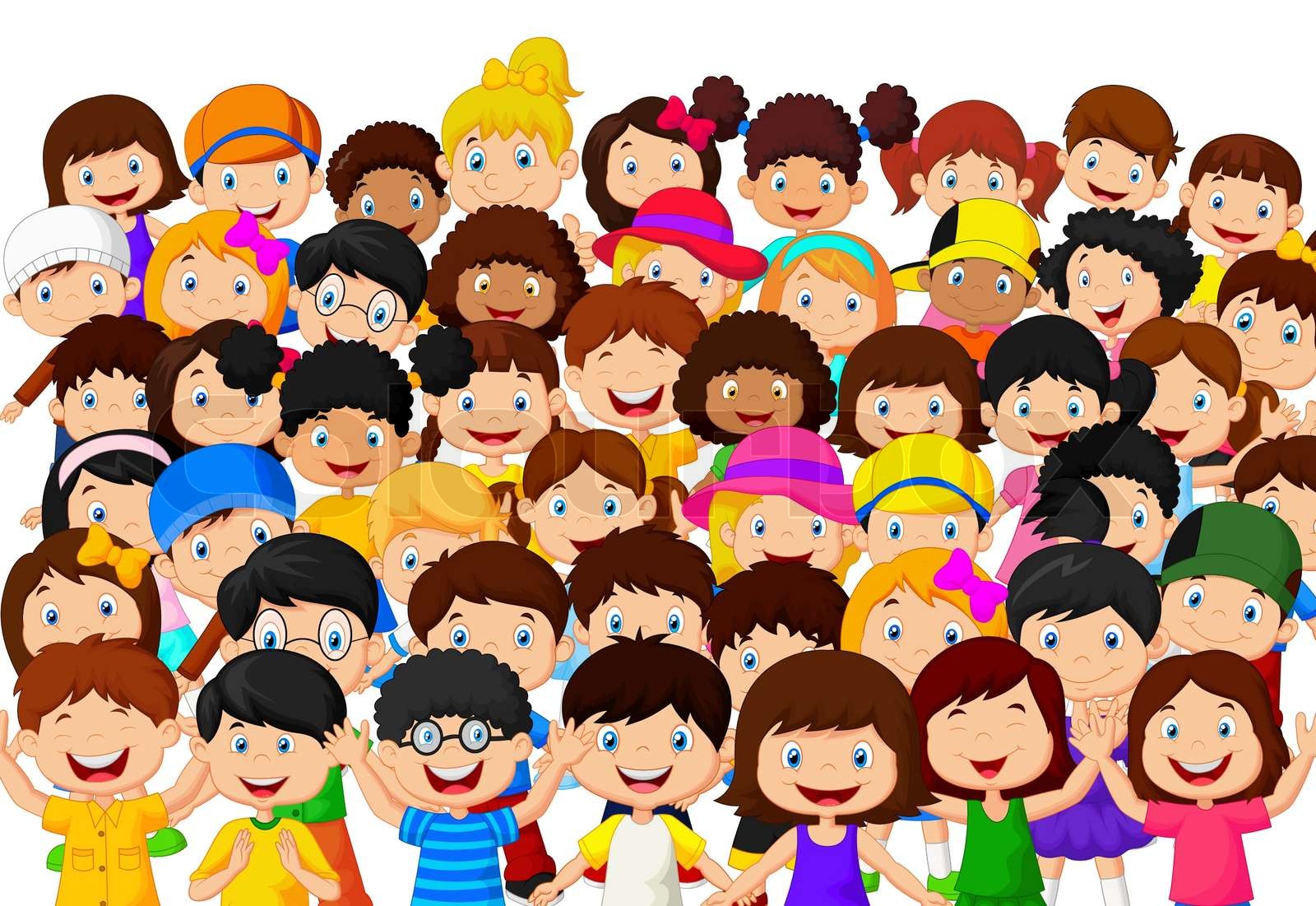 Crowd children cartoon | Stock vector | Colourbox