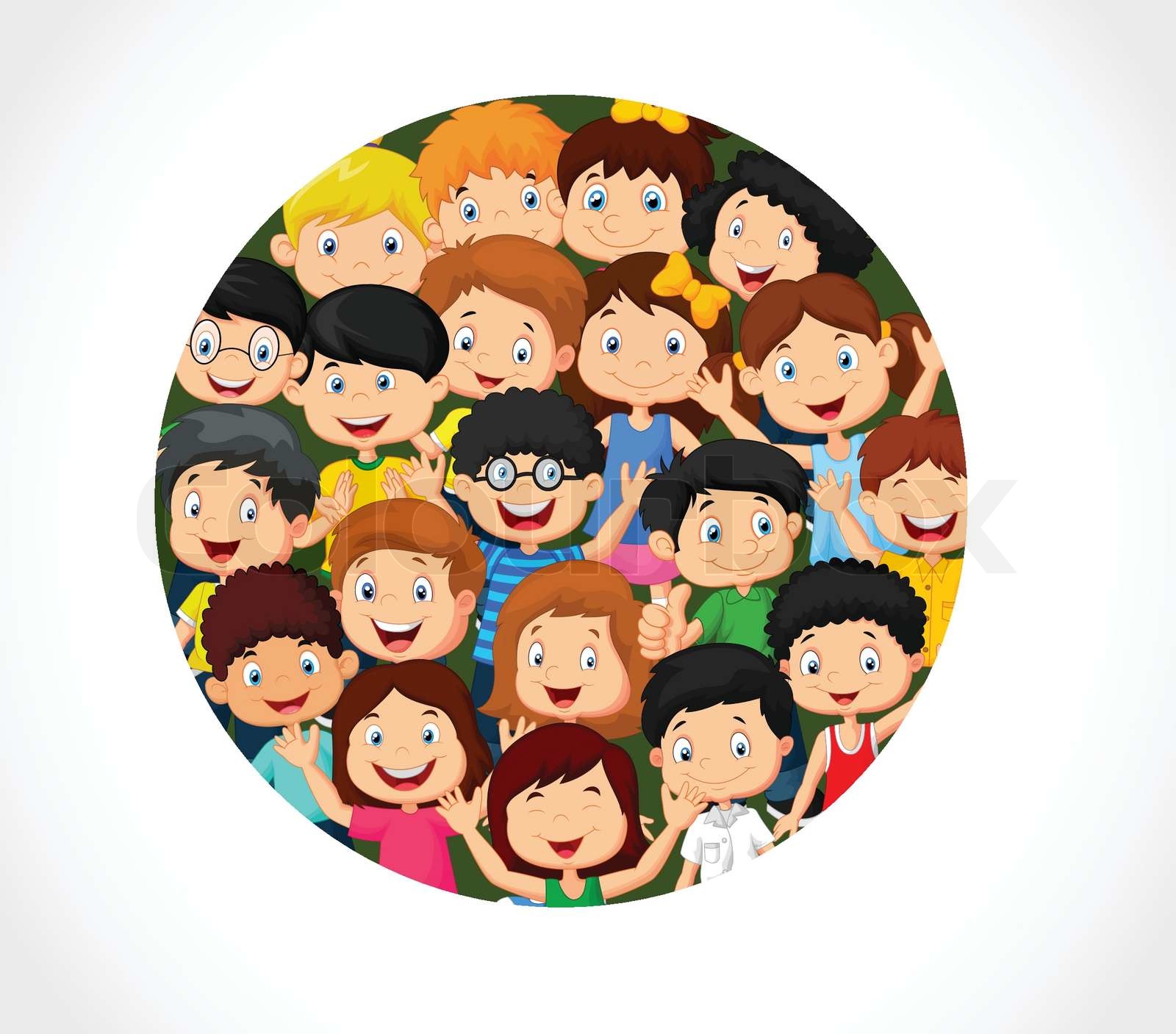 Crowd children cartoon with blank space | Stock vector | Colourbox