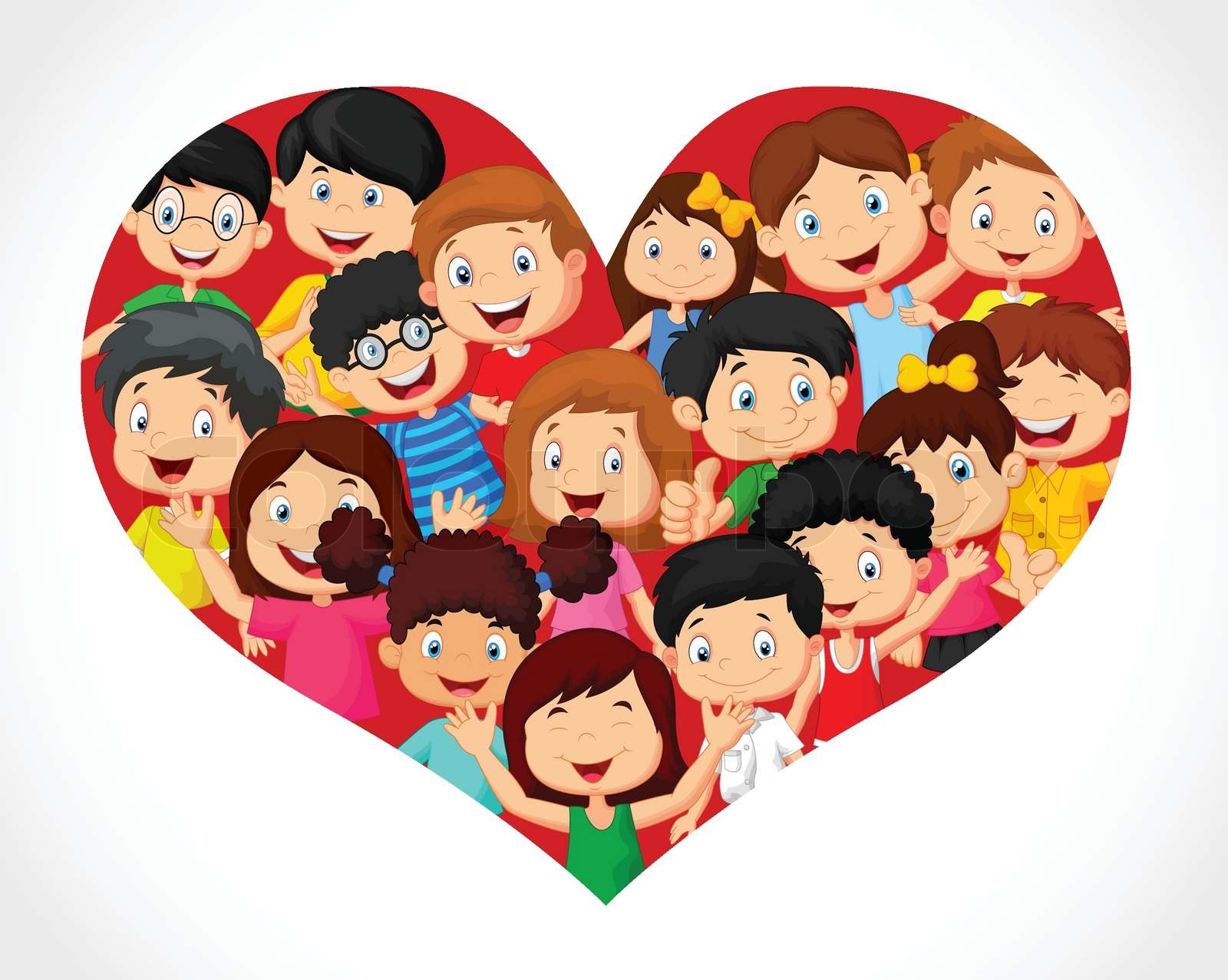 Crowd children cartoon in heart formation | Stock vector | Colourbox Crowd children cartoon in heart formation | Stock vector | Colourbox