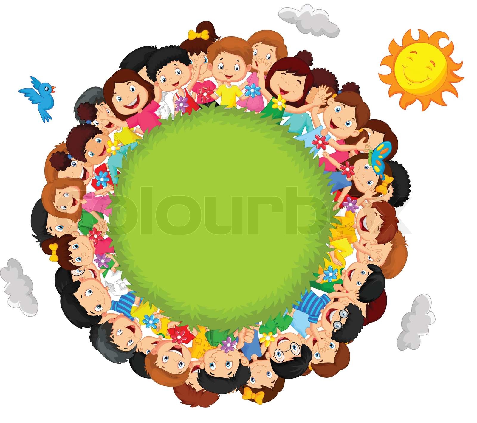 Crowd children cartoon | Stock vector | Colourbox