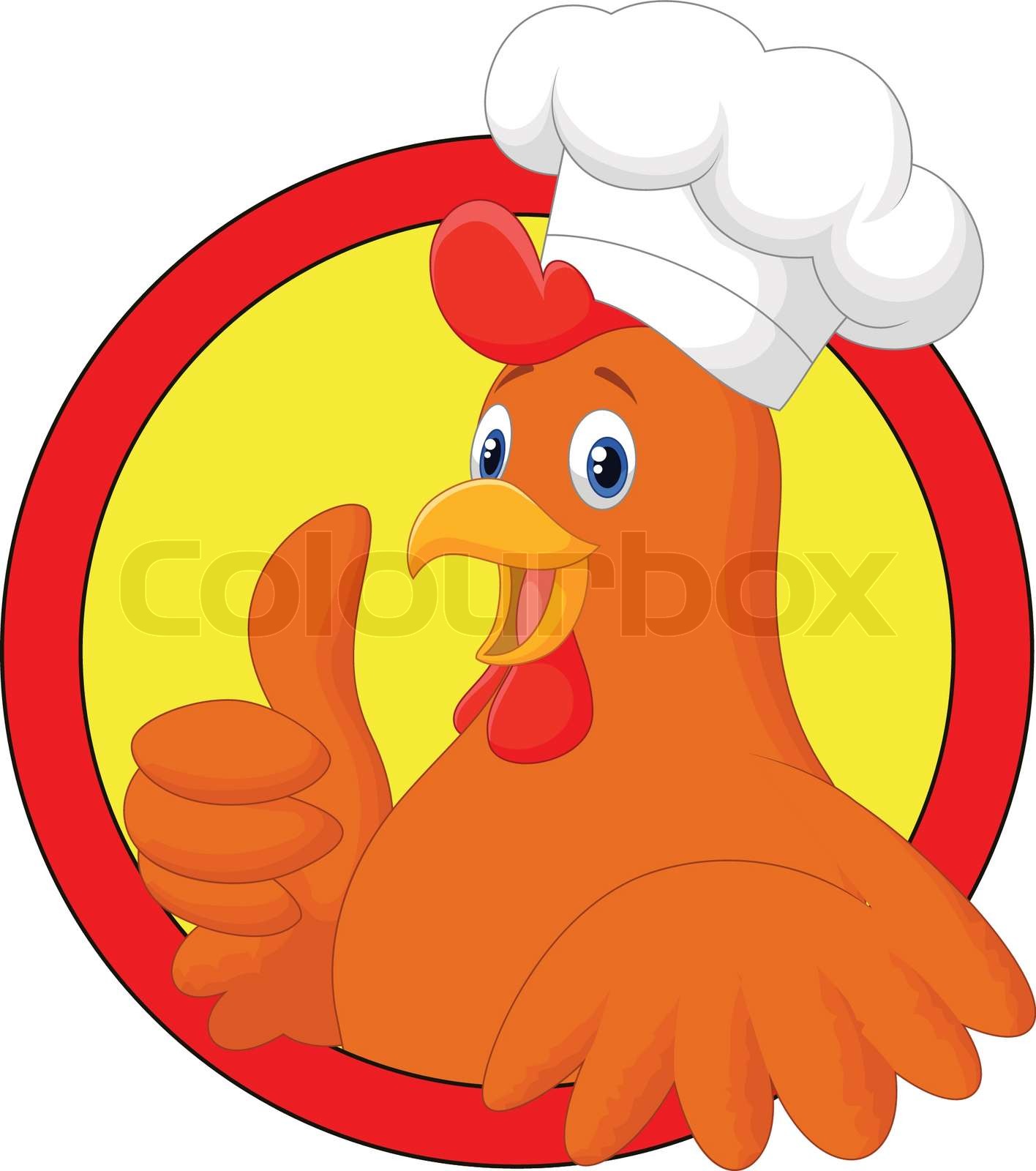 Rooster chef cartoon giving thumb up | Stock vector | Colourbox