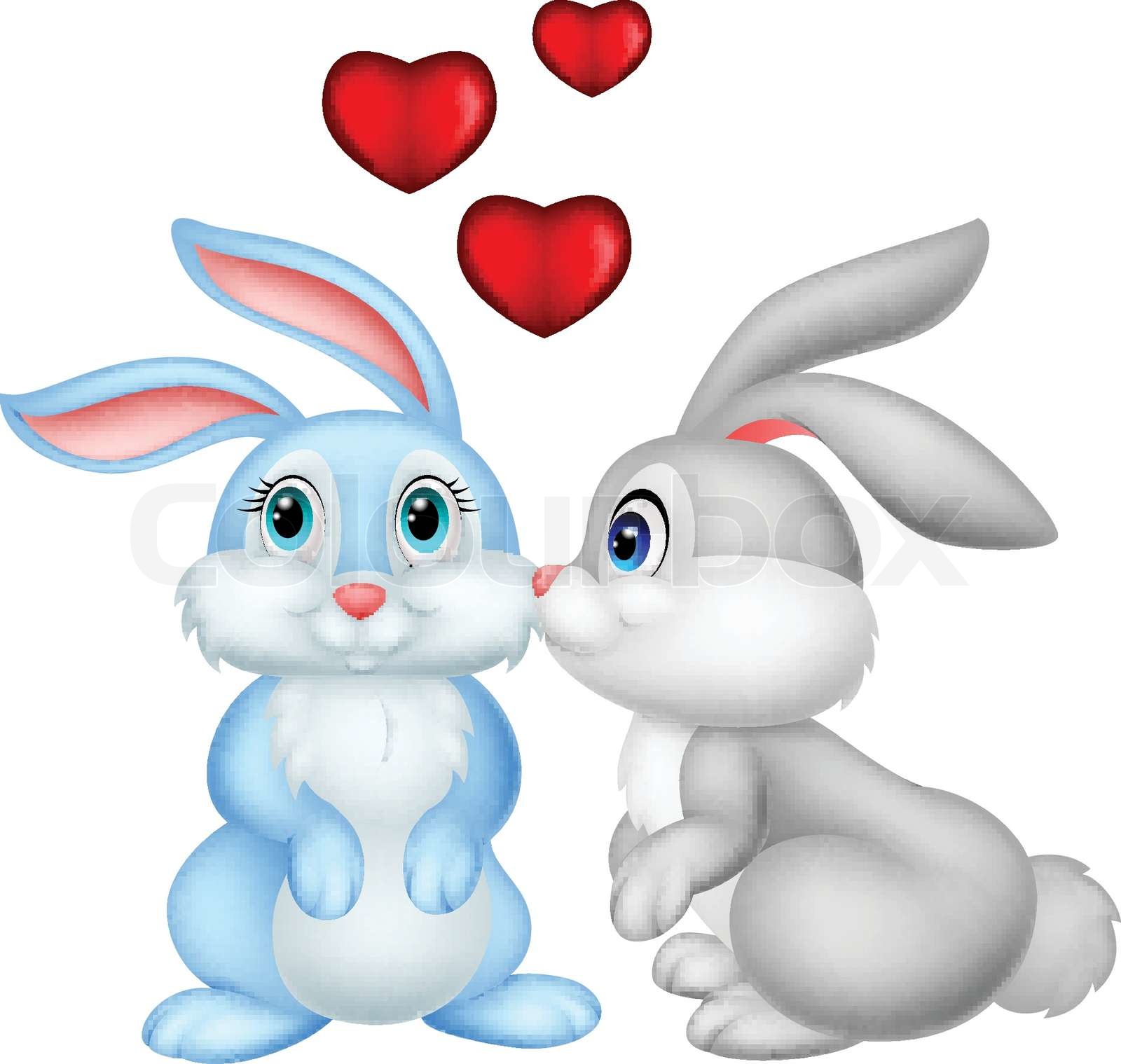 Two cute cartoon bunnies in love | Stock vector | Colourbox