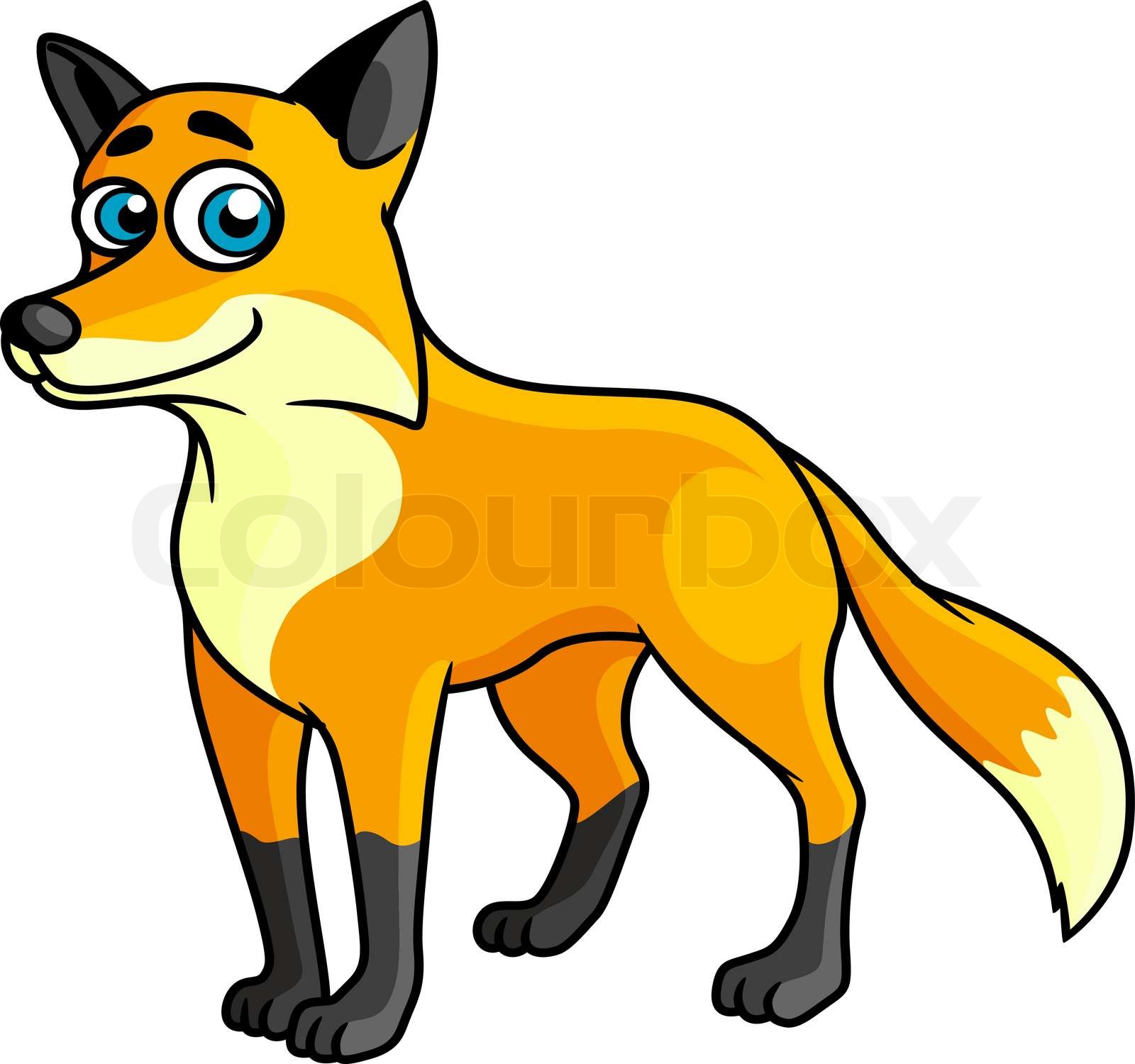 Smiling colored cartoon fox | Stock vector | Colourbox