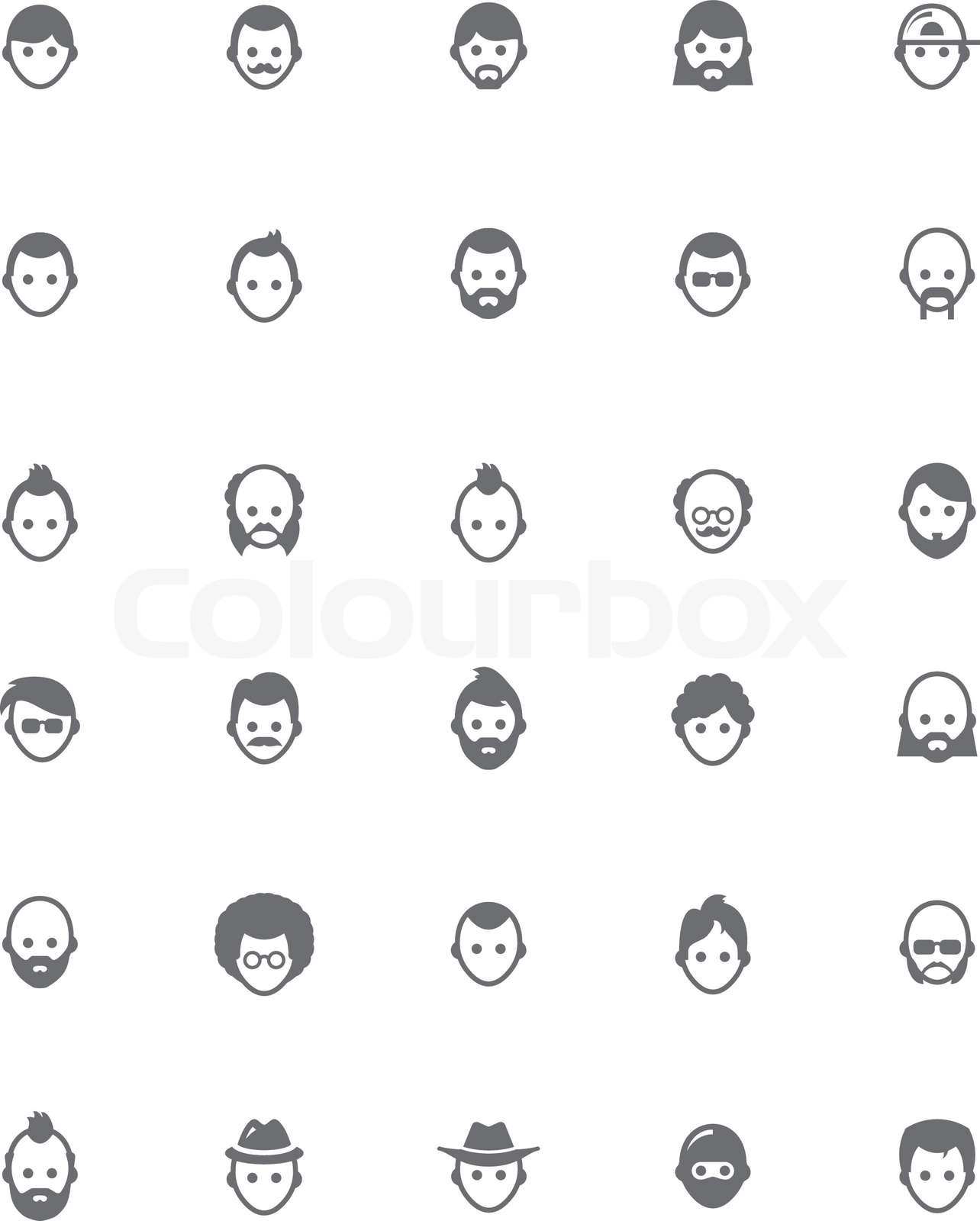 Vector men faces icon set | Stock vector | Colourbox