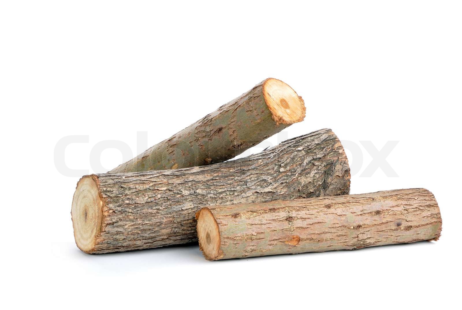 three willow logs isolated | Stock image | Colourbox