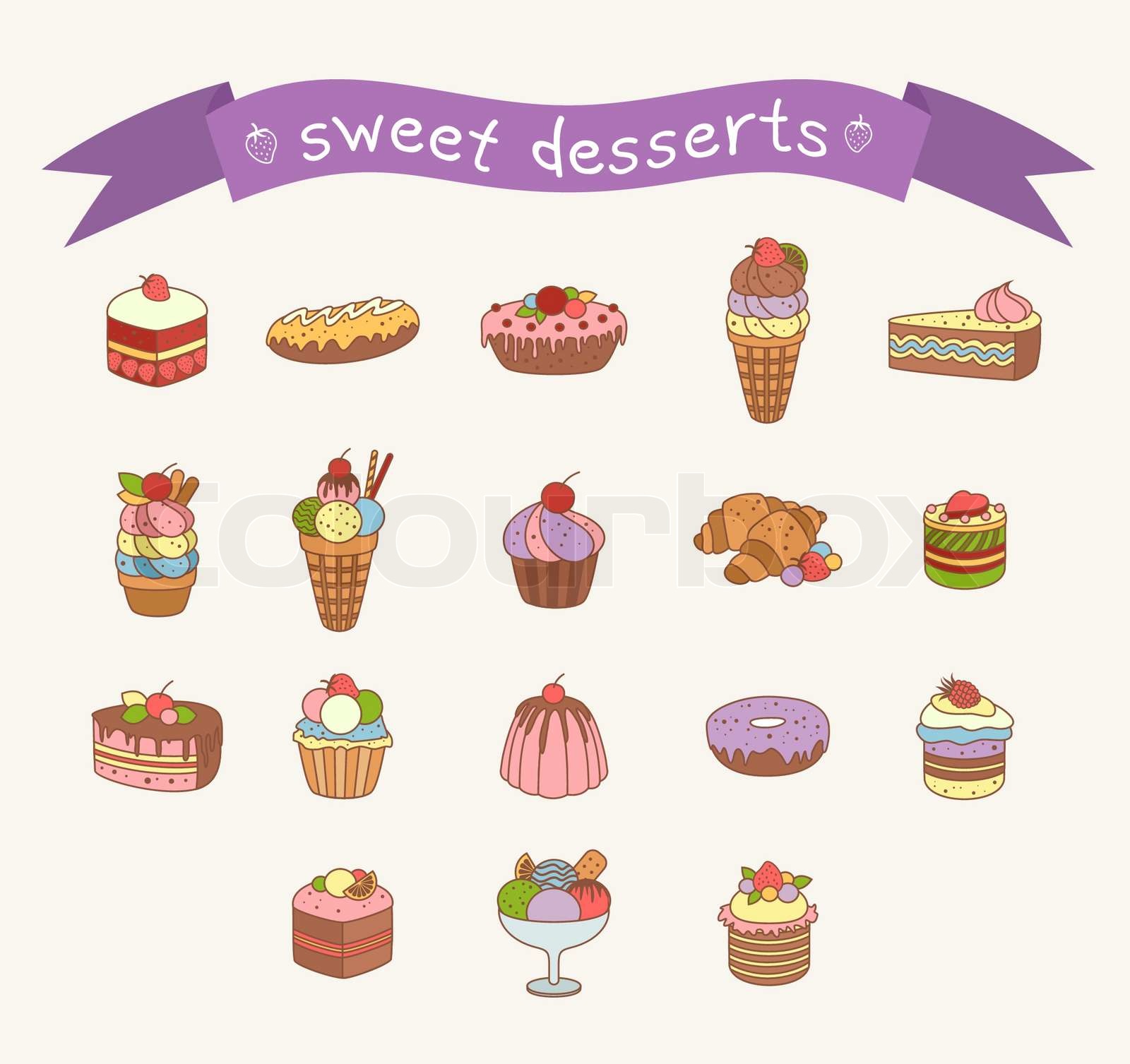 Different sweets icons set | Stock vector | Colourbox