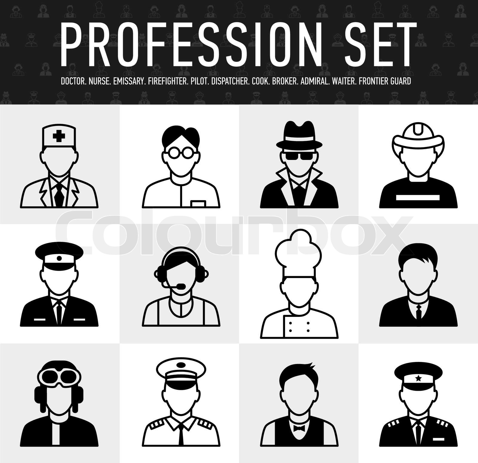occupation icons, mono vector symbols | Stock vector | Colourbox
