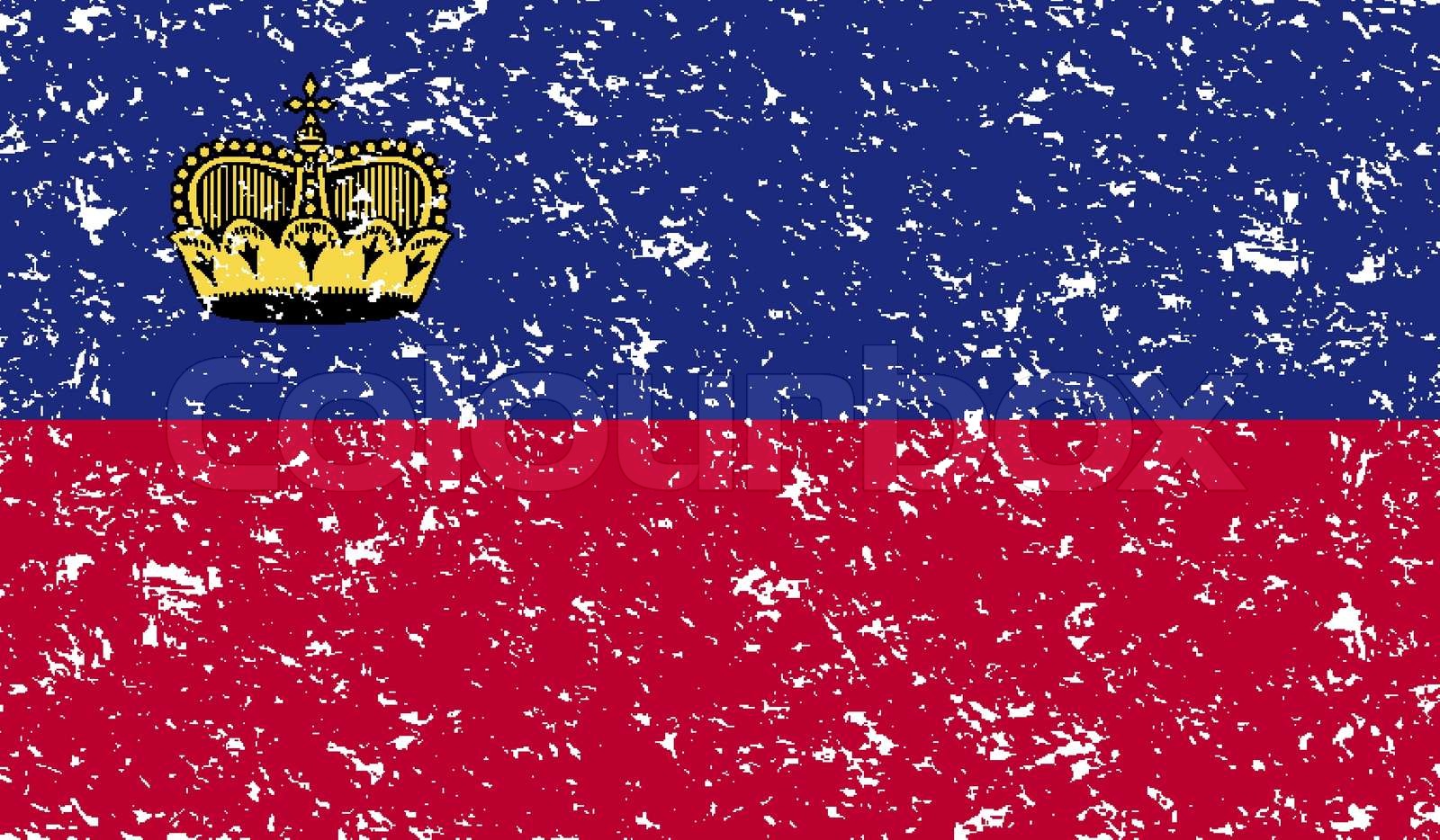 Flag of Liechtenstein with old texture. Vector | Stock vector | Colourbox
