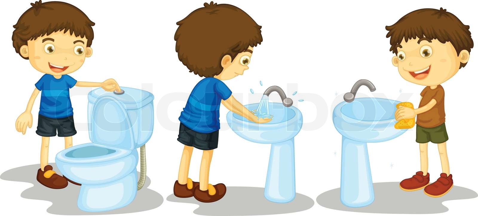toilette, junge, an | Stock-Vektor | Colourbox