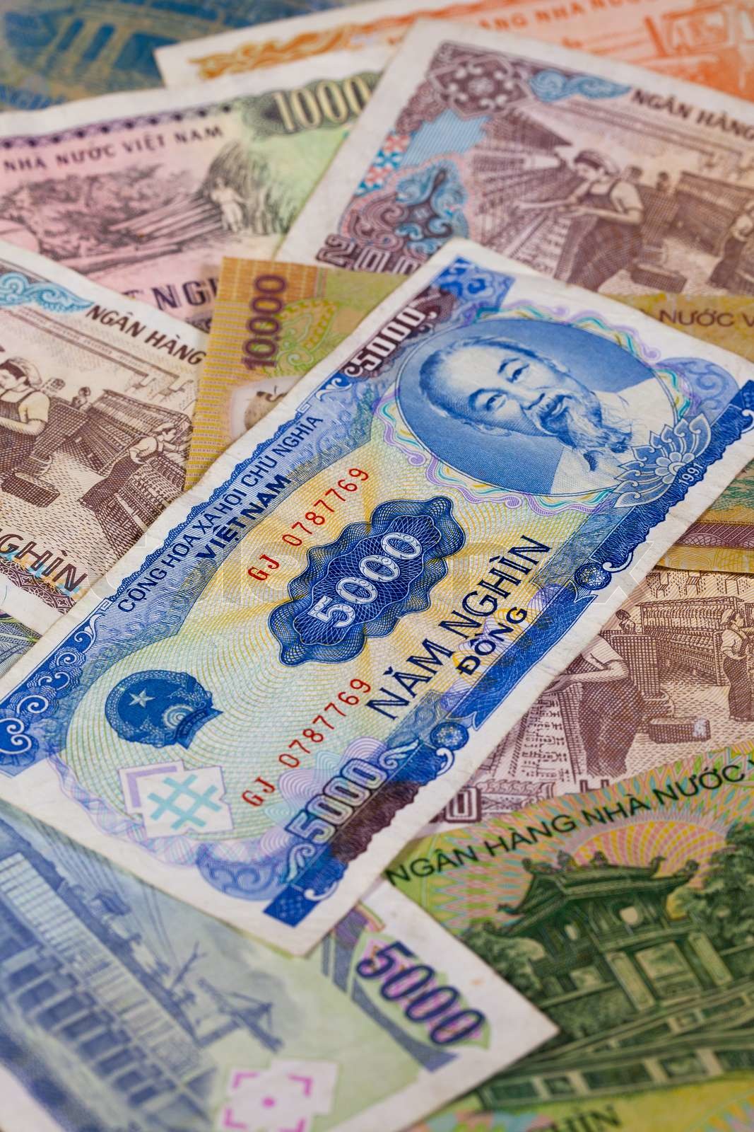 Different Vietnam Dong Banknotes Stock Image Colourbox