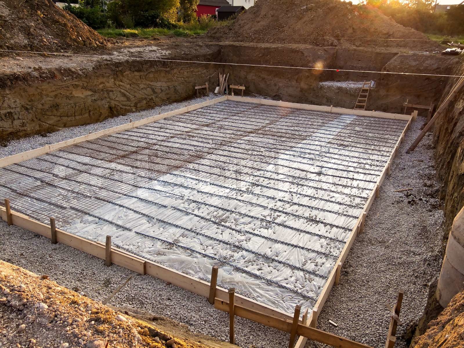 Foundation slab of a basement in house construction | Stock image ...