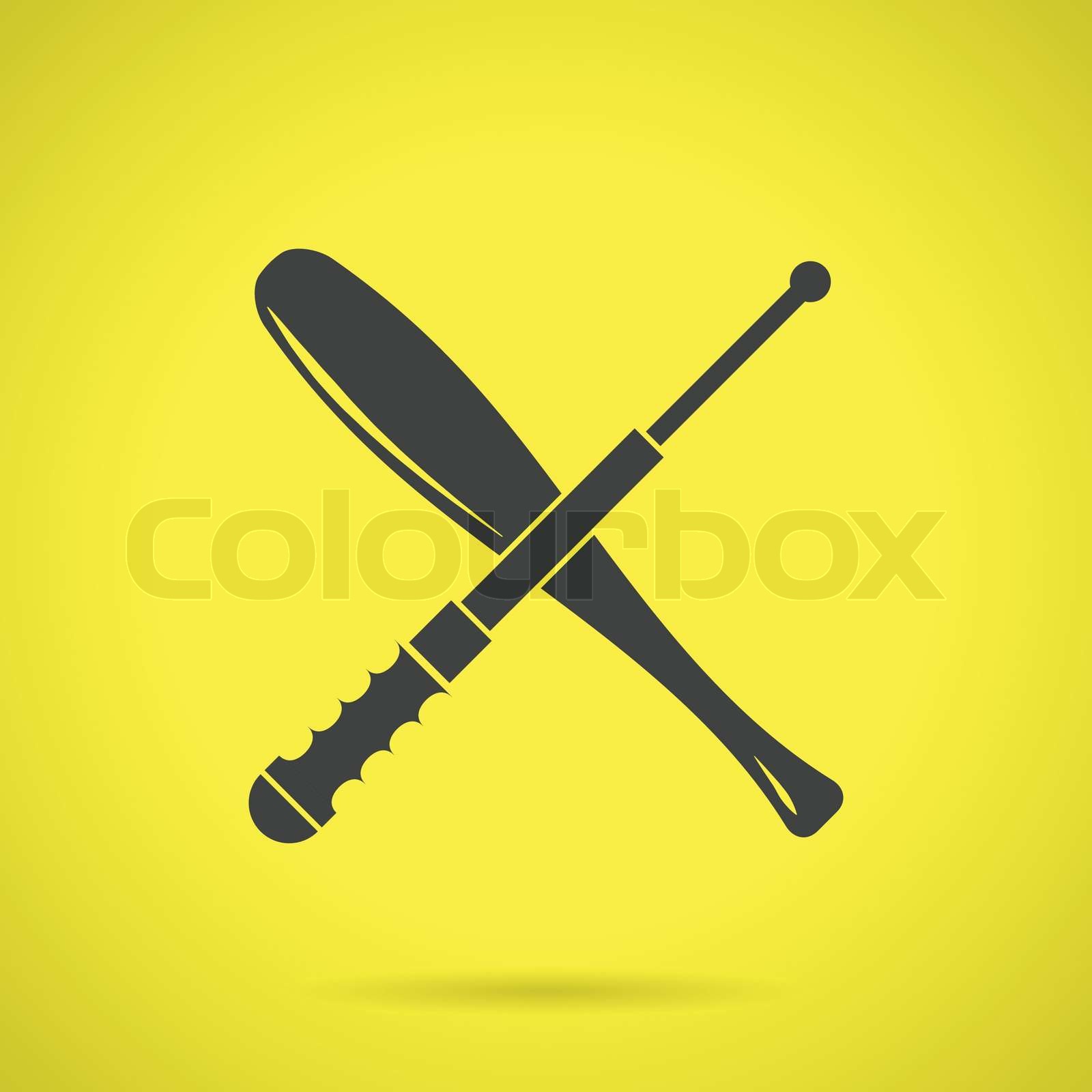 Black crossed baton flat vector icon | Stock vector | Colourbox