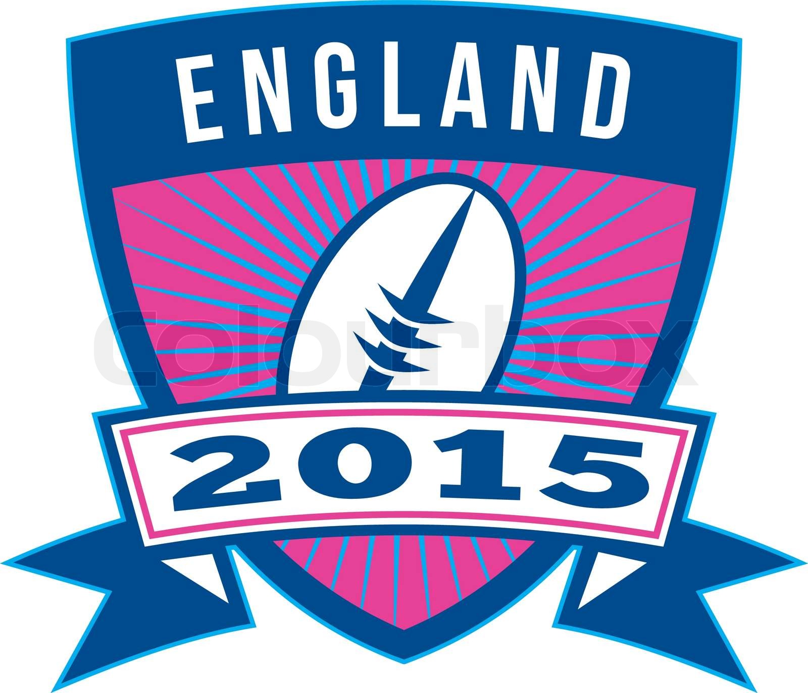 Rugby Ball England 2015 Shield Retro | Stock vector | Colourbox