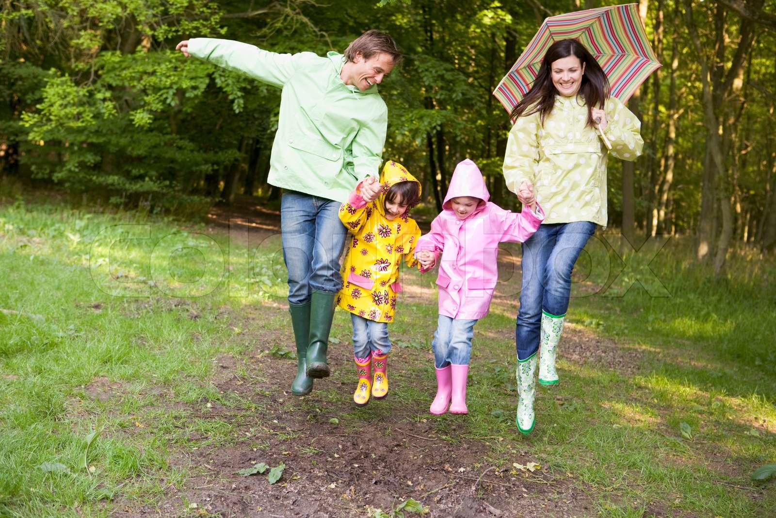 rain, family, children | Stock image | Colourbox