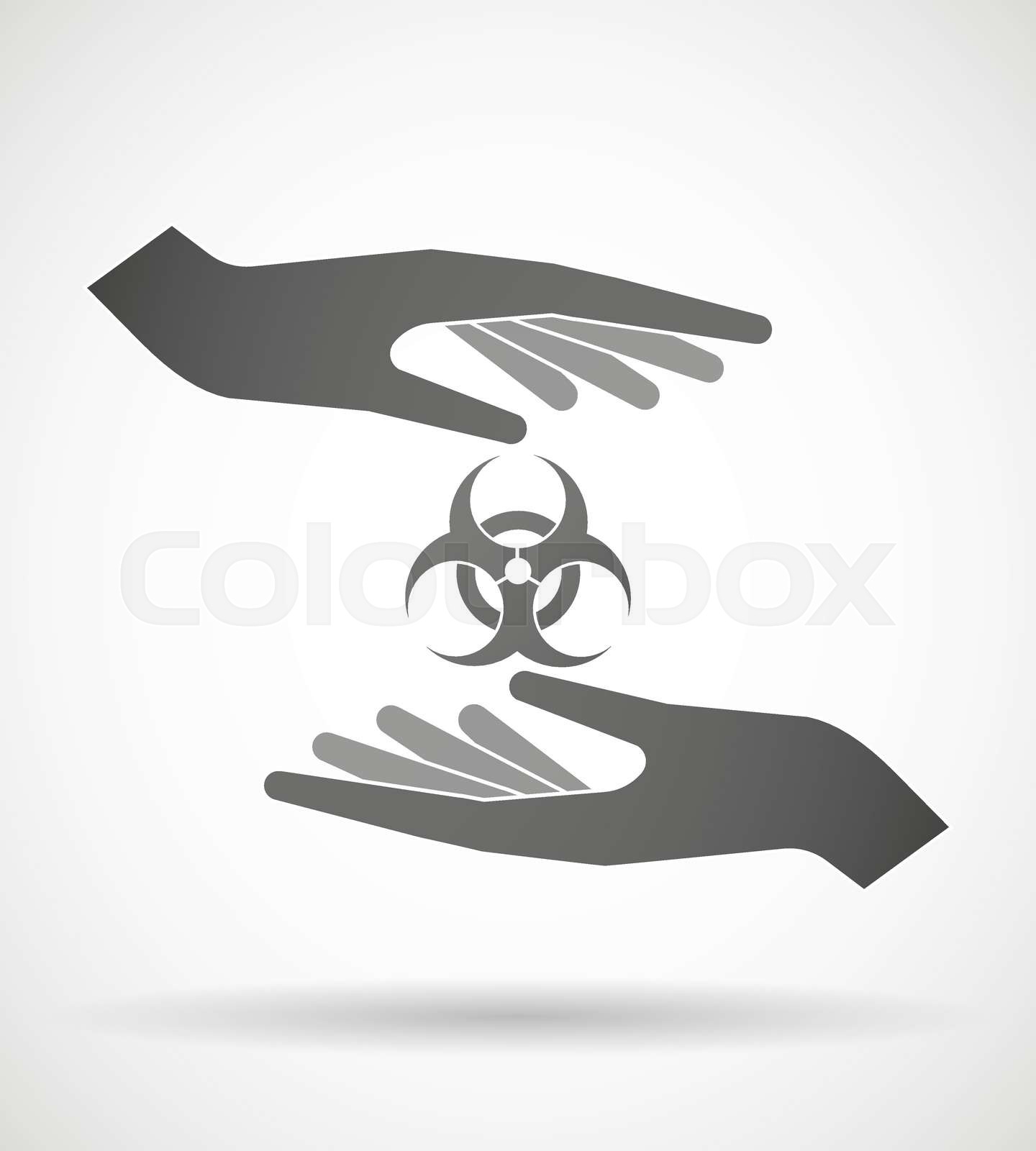 Hands protecting or giving a biohazard sign | Stock vector | Colourbox