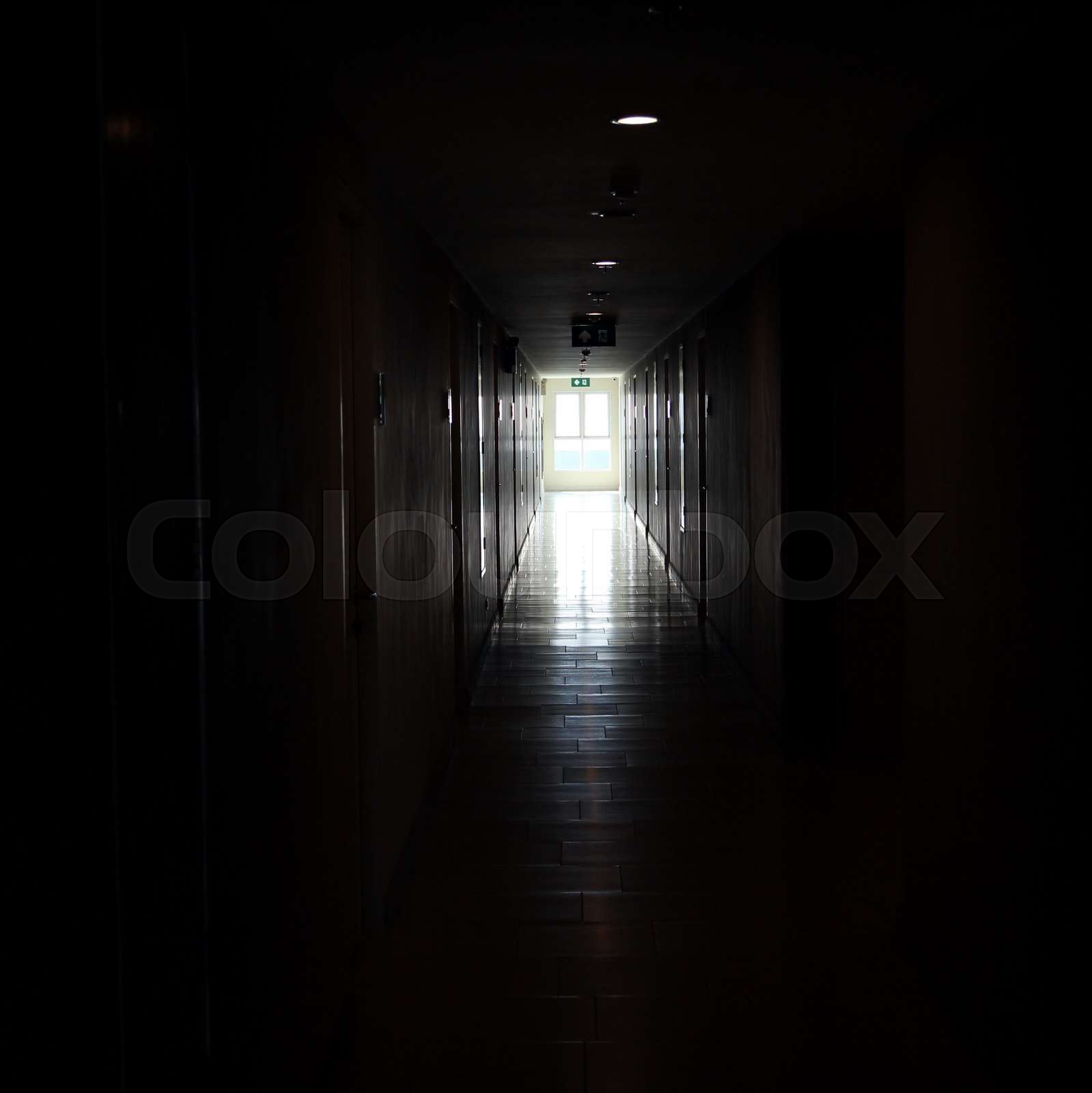 light from window in dark building walkway | Stock image | Colourbox