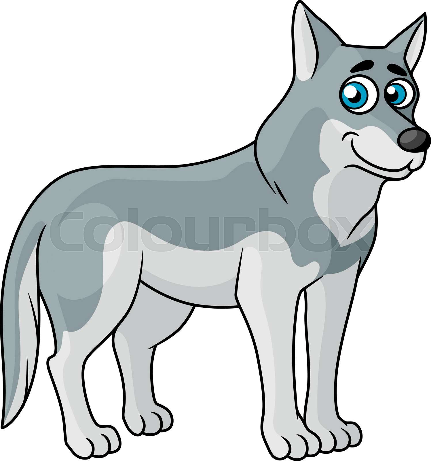 Cartoon grey wolf | Stock vector | Colourbox