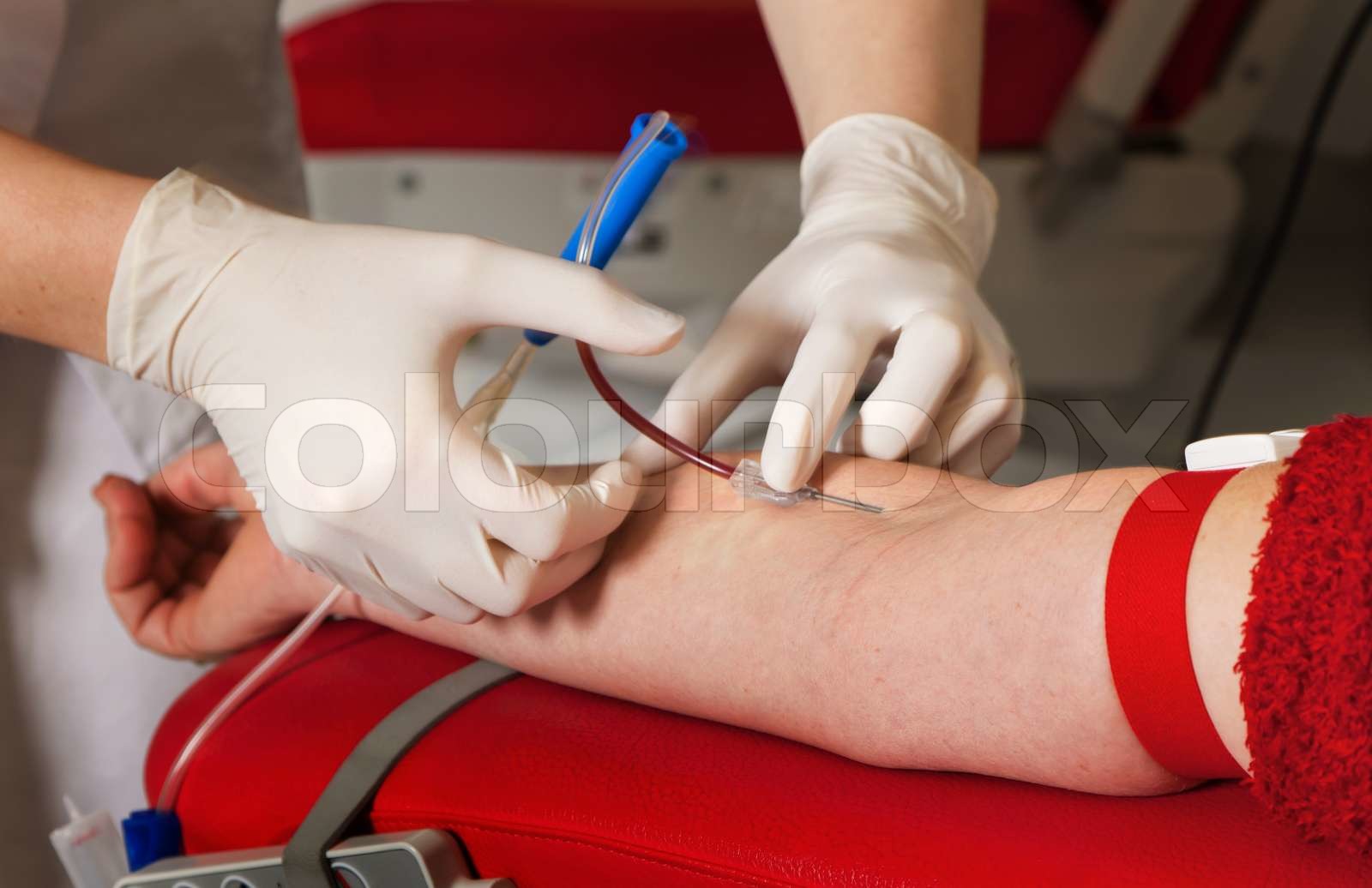 Nurse and patient blood samples. Donated blood in blood lab. | Stock ...