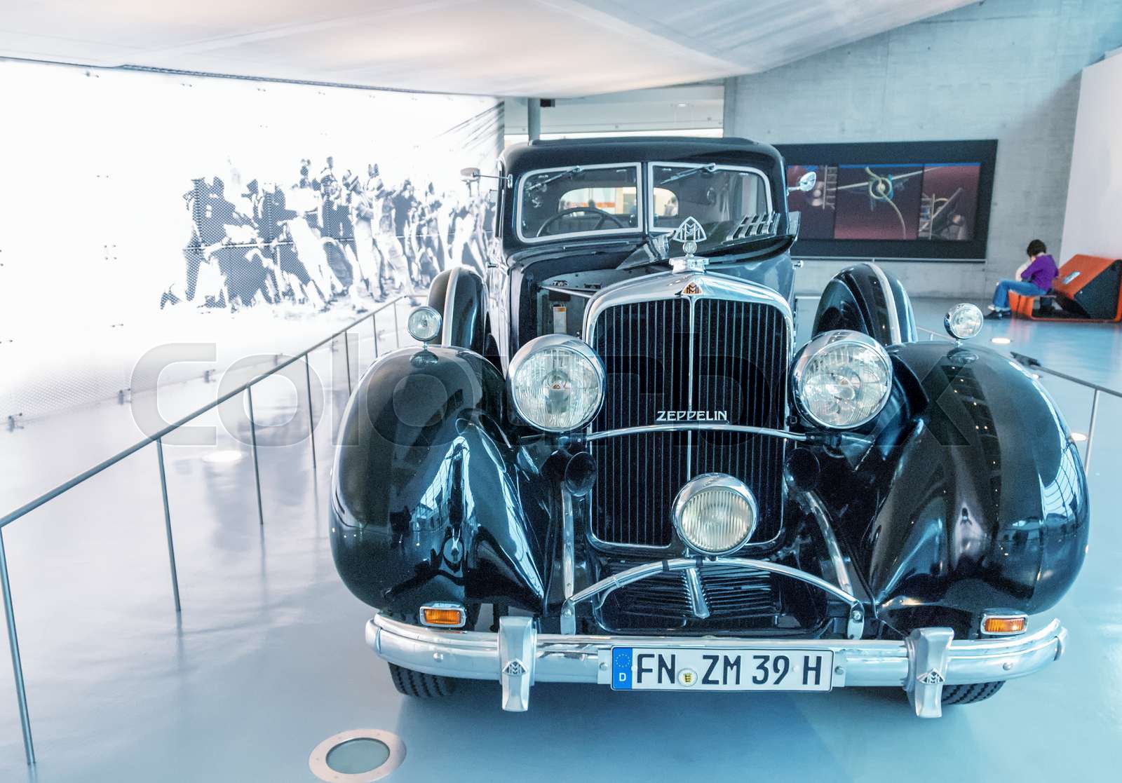 FRIEDRICHSHAFEN, GERMANY - OCTOBER 23, 2007: Old car in the Zeppelin ...