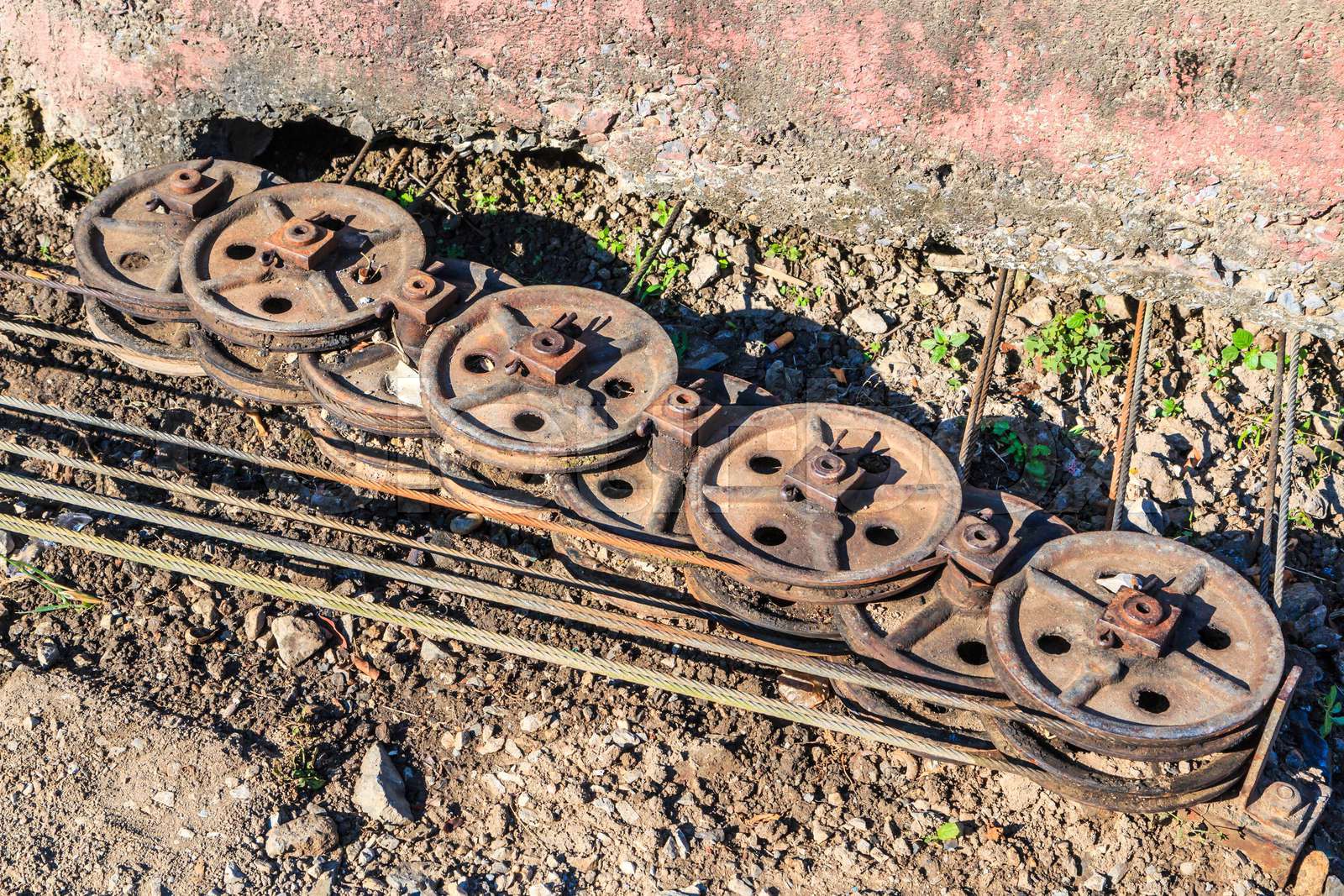 Shunt equipments - Chopped rail cars railroad | Stock image | Colourbox