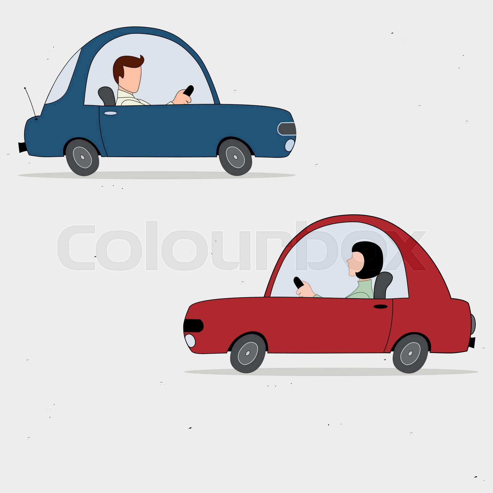 Two cartoon cars drivers | Stock vector | Colourbox