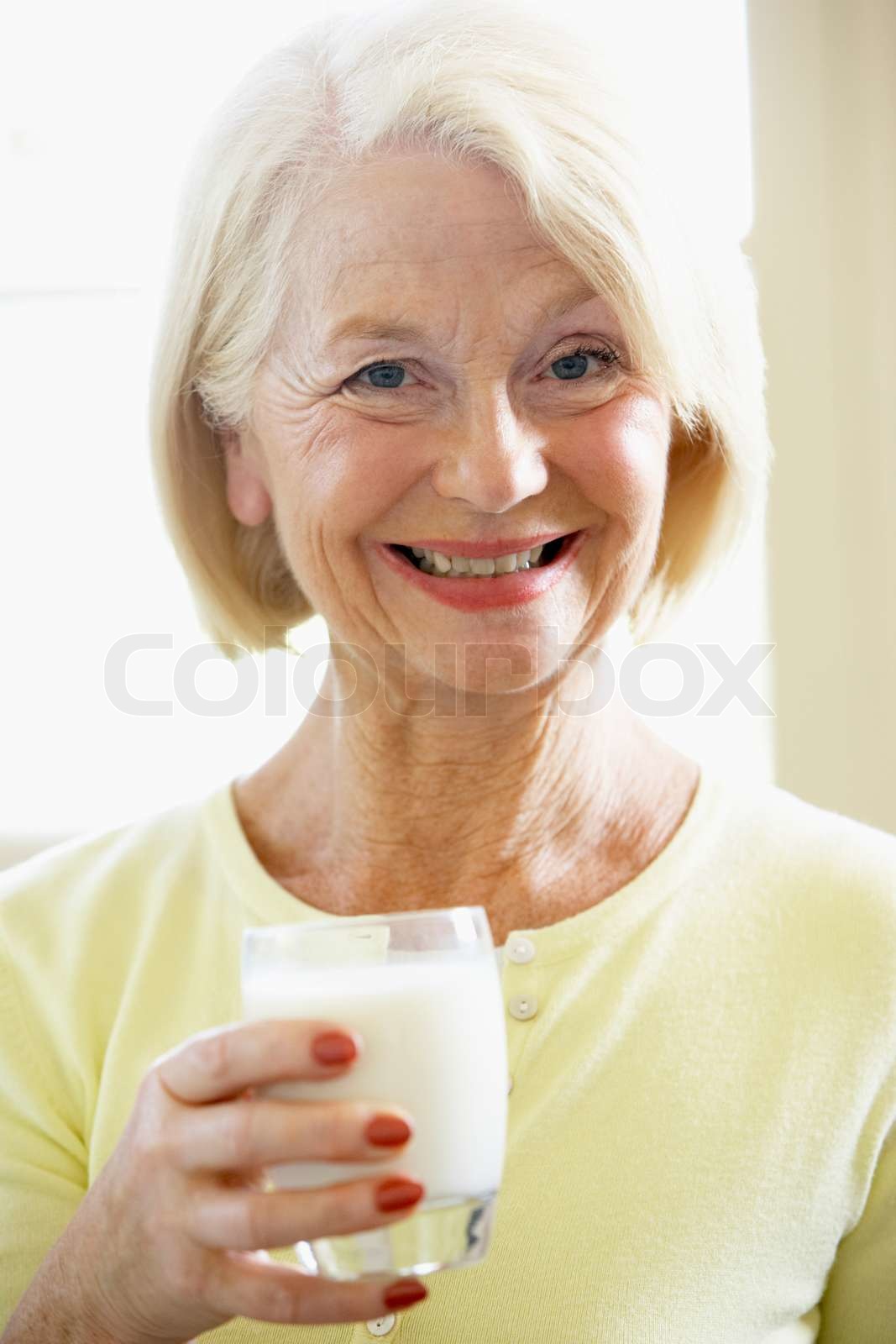 milk, senior, woman | Stock image | Colourbox