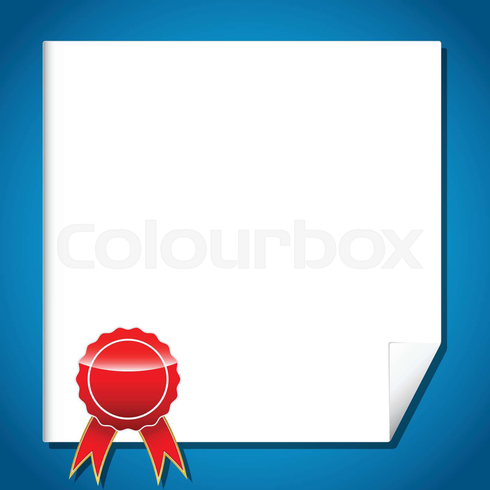 Certificate with red award label with ribbon | Stock vector | Colourbox
