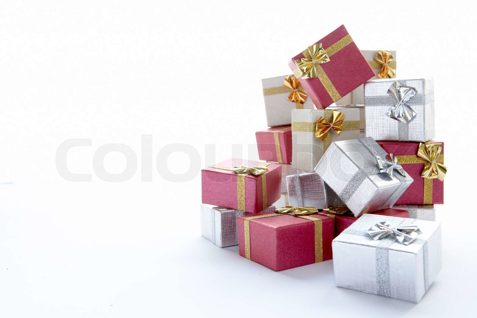Pile Of Presents Against White Background | Stock image | Colourbox