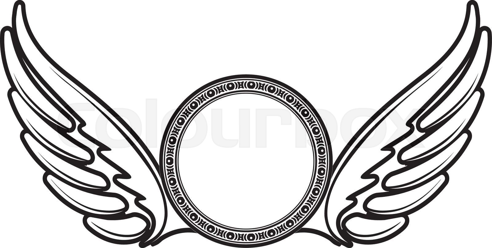 Decorative round frame with wings for design | Stock vector | Colourbox
