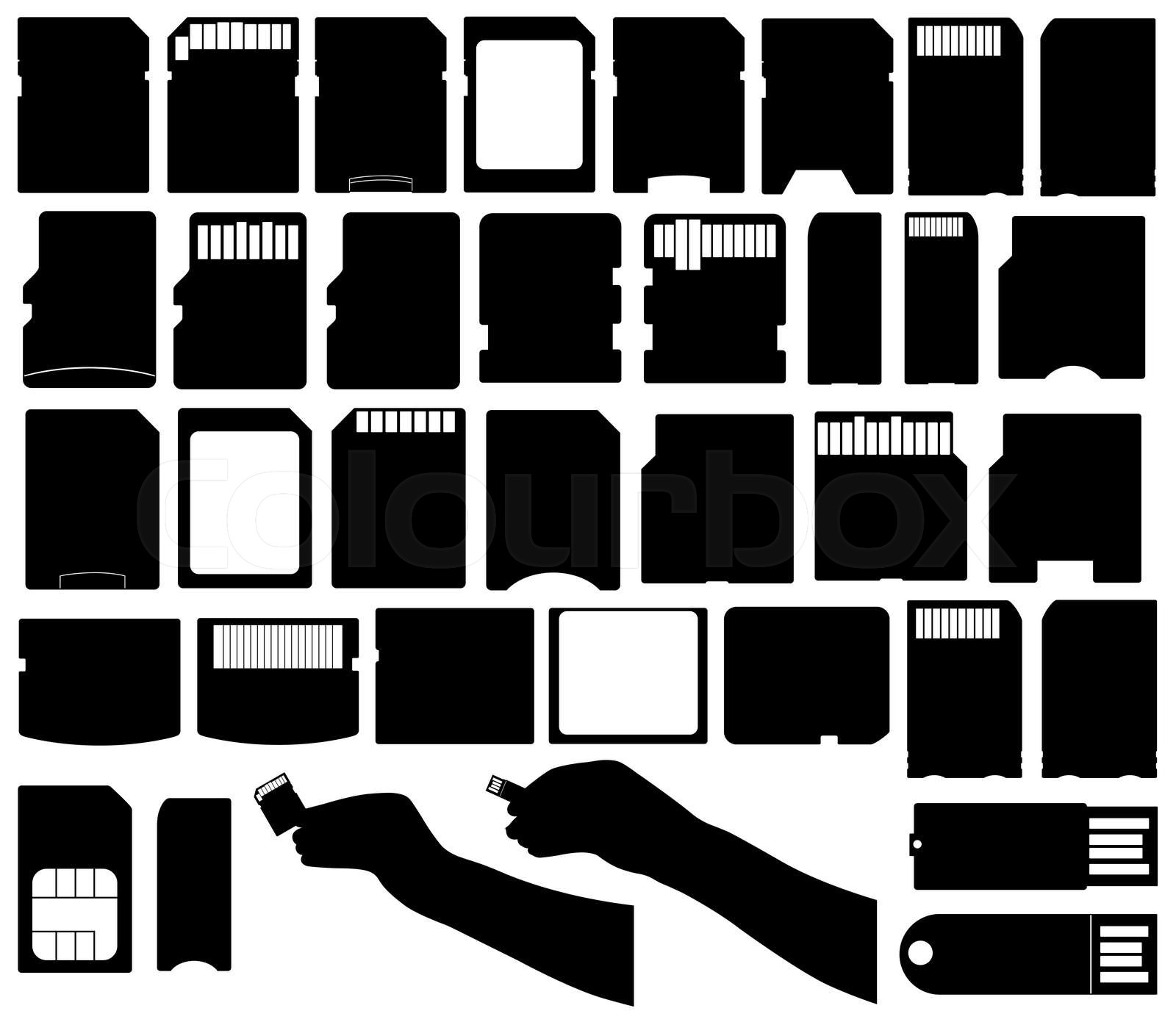 Illustration of different electronic storage devices | Stock image ...