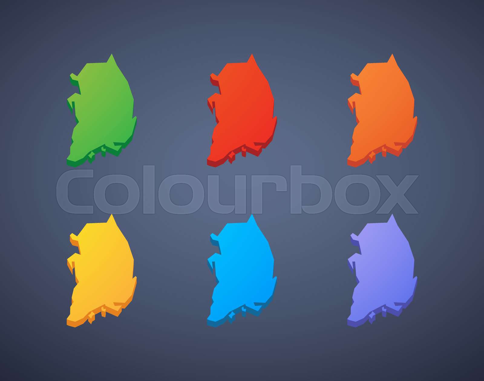 South Korea map icon set | Stock vector | Colourbox