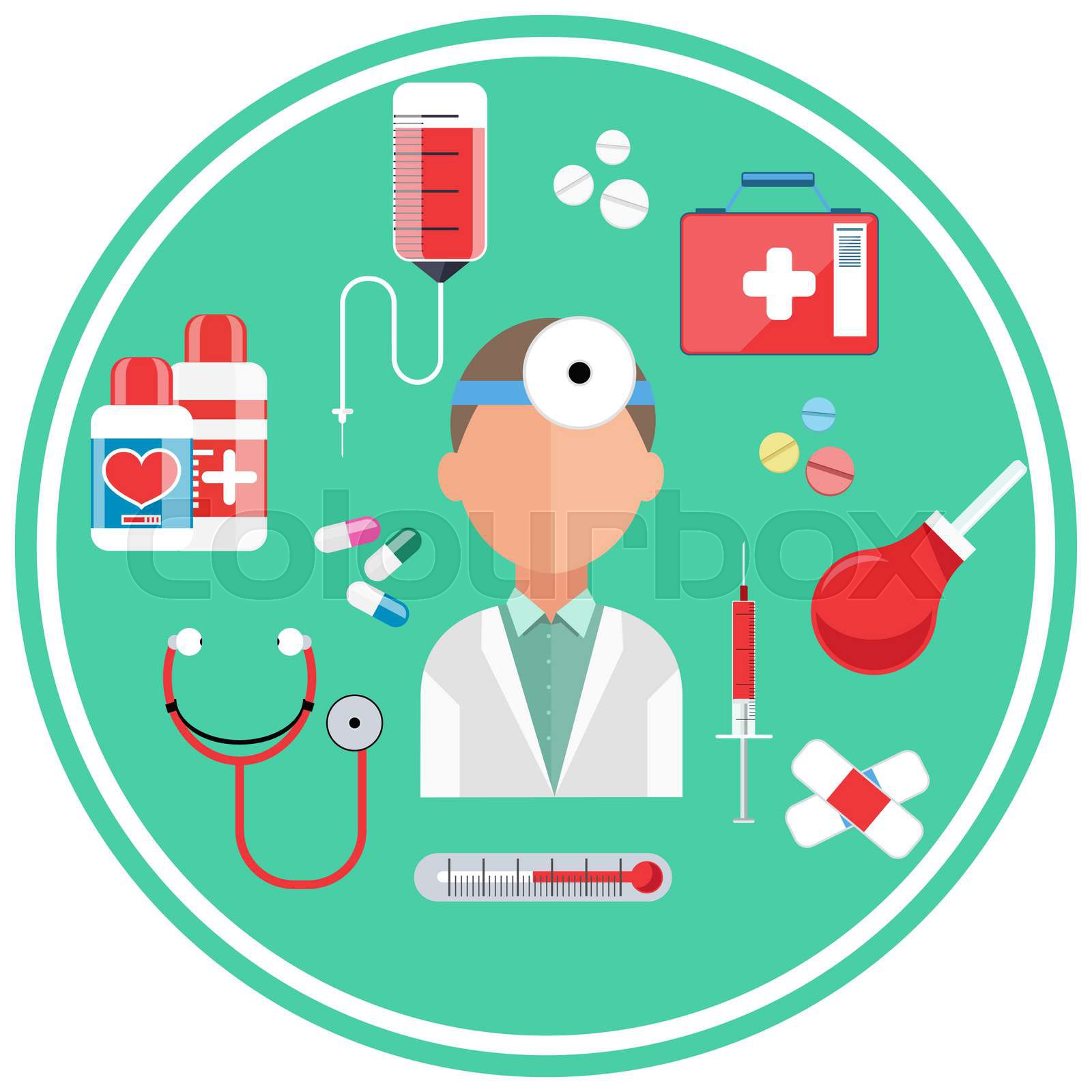 Hospital concept with item icons | Stock vector | Colourbox