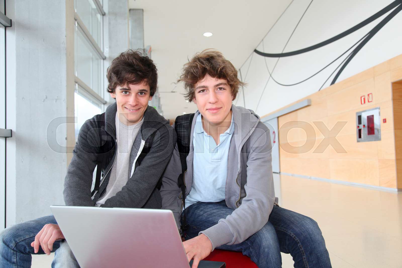 students, computer, boys | Stock image | Colourbox