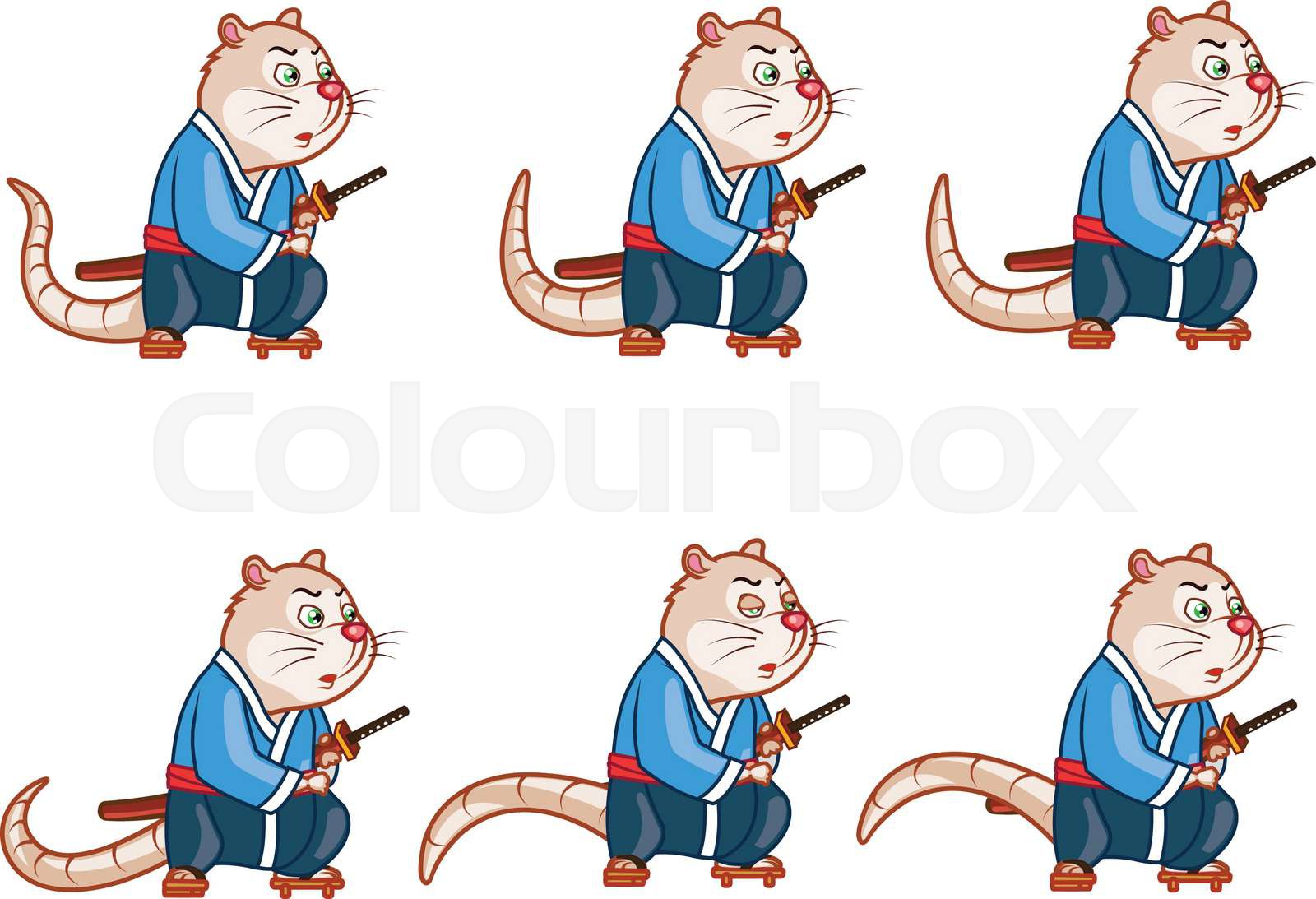 Samurai Rat Idle Sprite | Stock vector | Colourbox