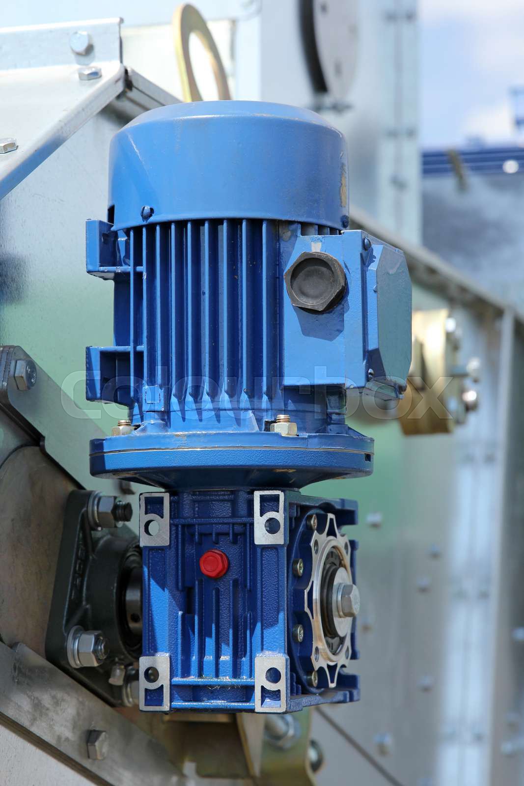 Blue powerful electric motors for modern industrial equipment | Stock ...
