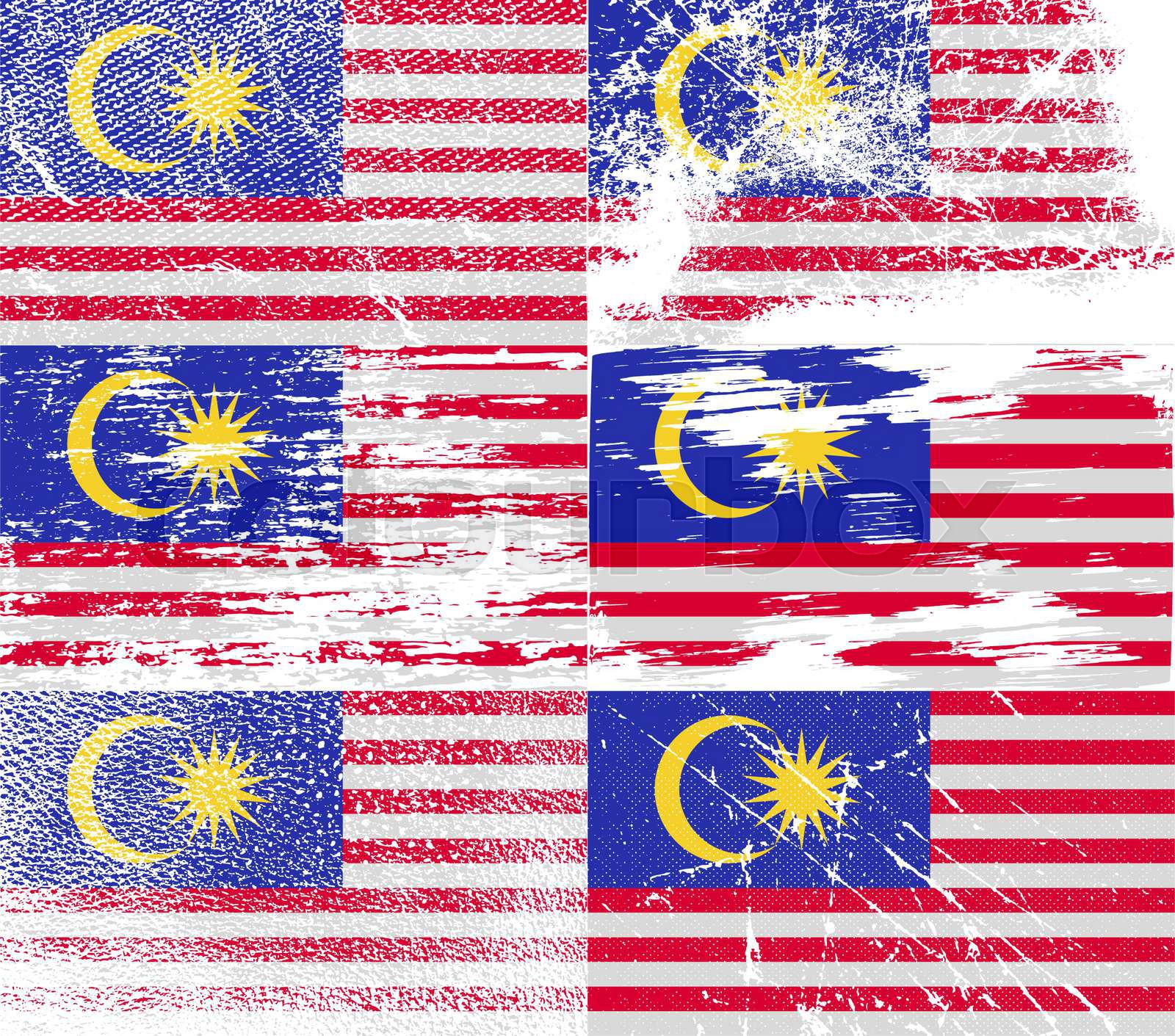 Flag of Malaysia with old texture. Vector | Stock vector | Colourbox