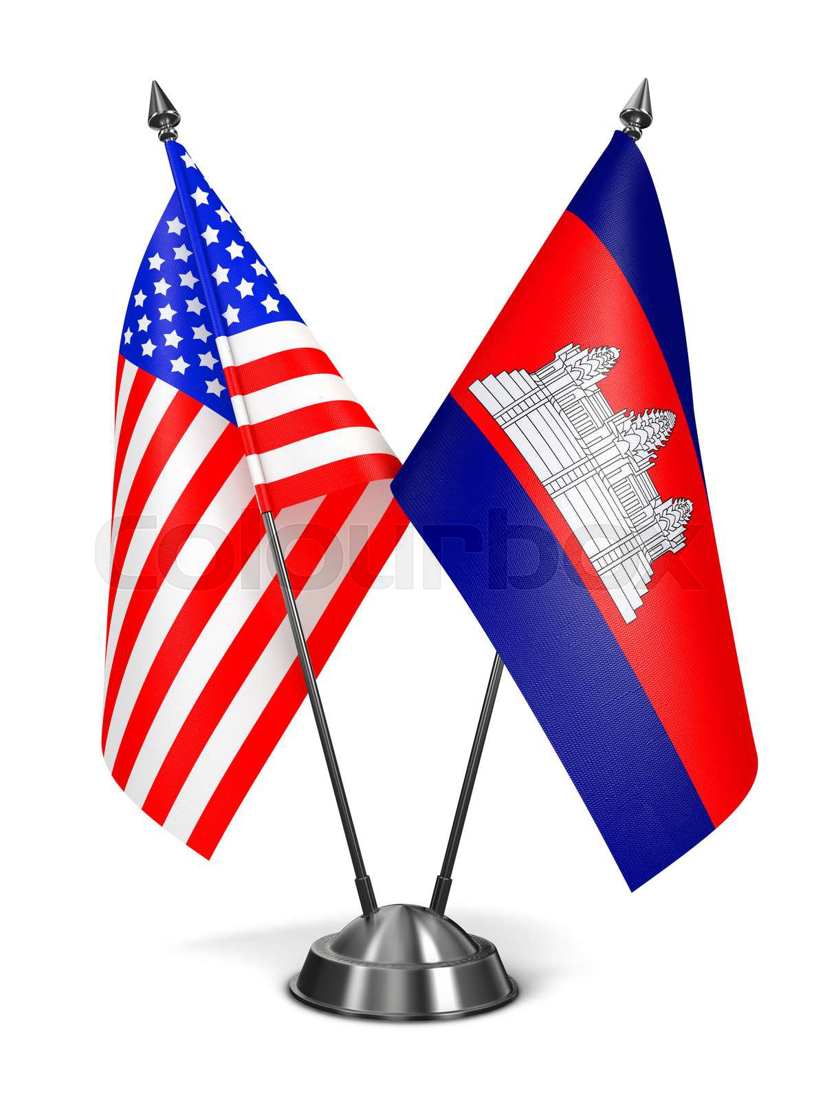USA and Cambodia - Miniature Flags. | Stock image | Colourbox