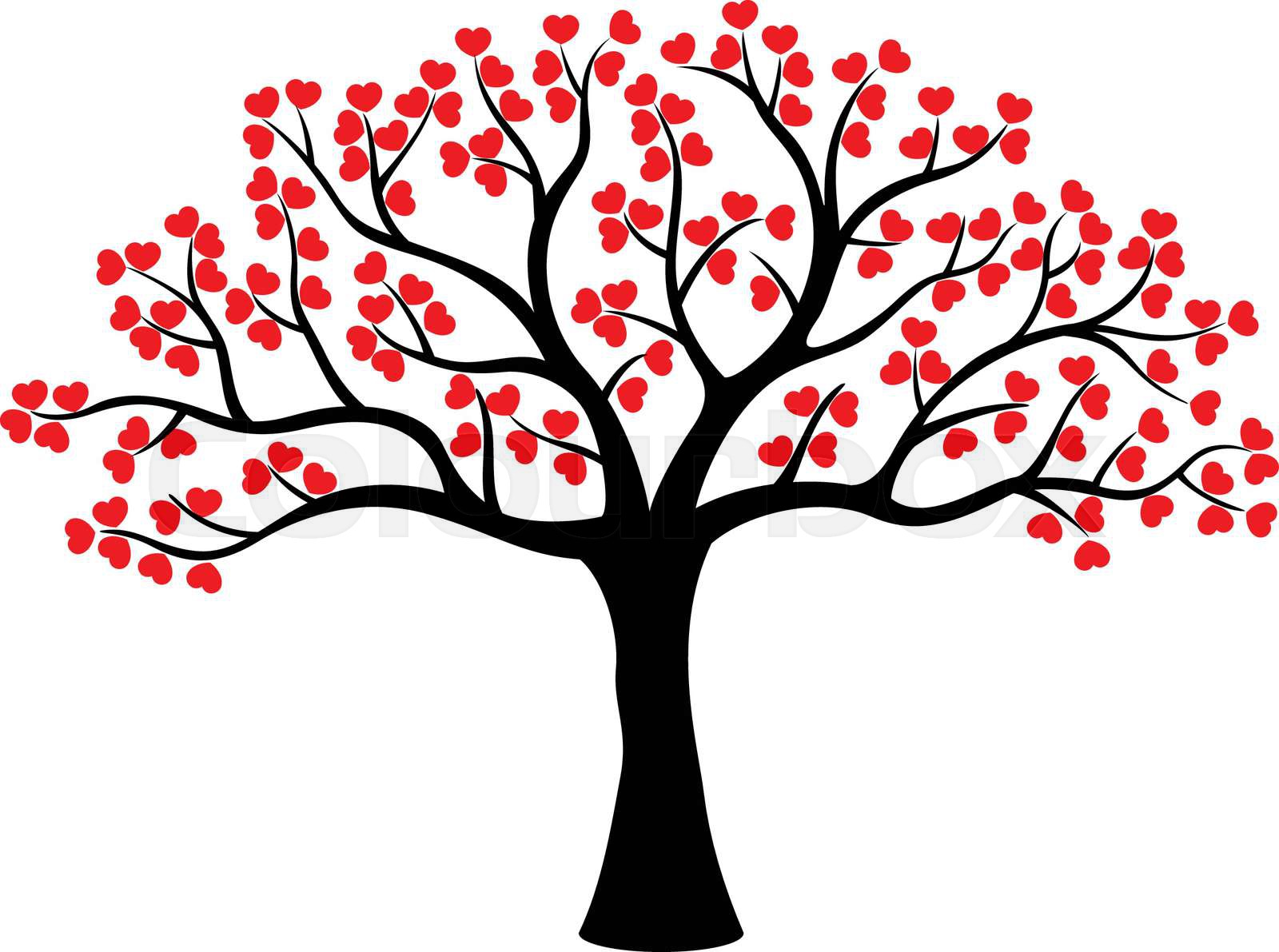 Stylized love tree cartoon made of hearts | Stock vector | Colourbox