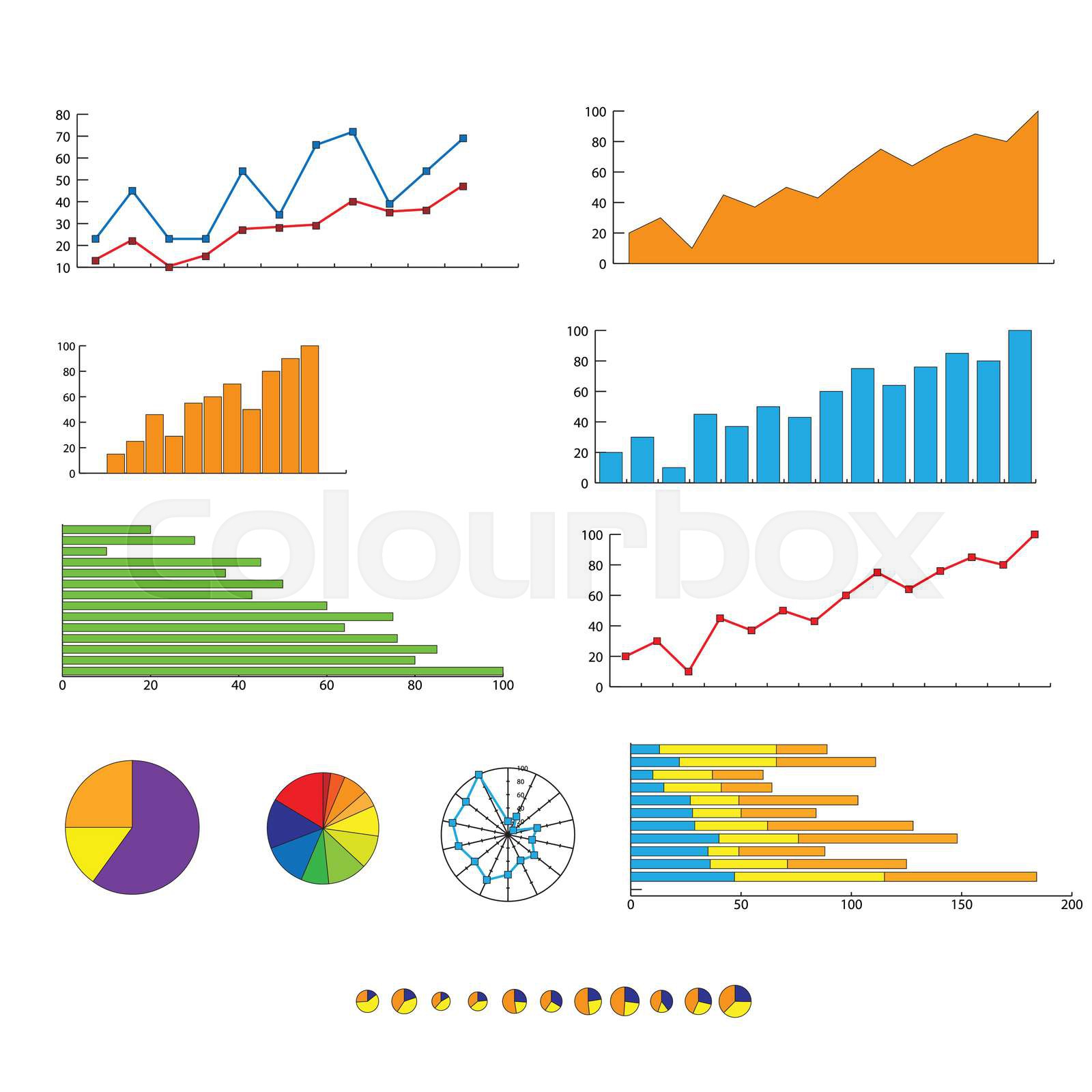 finance chart graphics diagram set vector | Stock vector | Colourbox