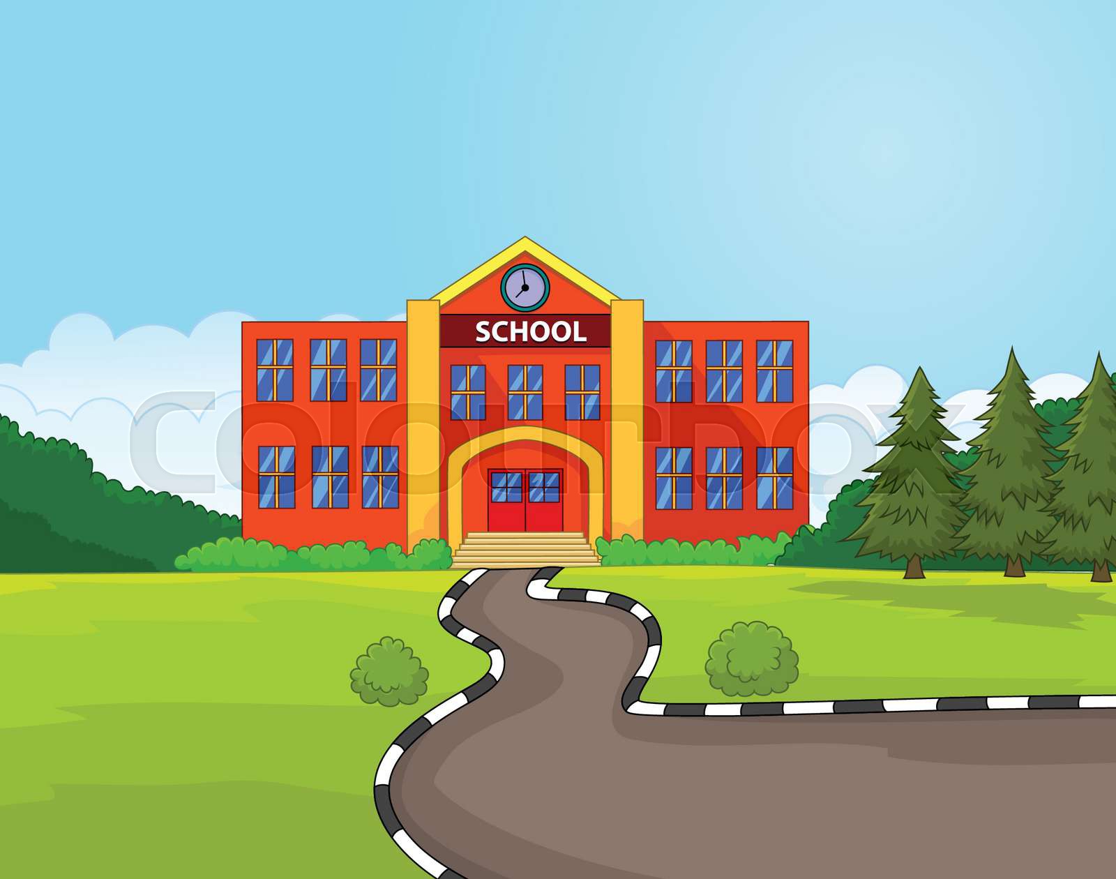 Cartoon school building | Stock vector | Colourbox