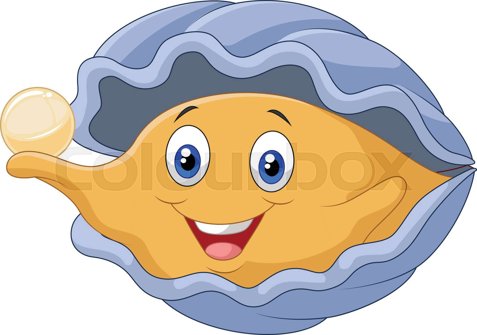 Cartoon oyster holding pearl | Stock vector | Colourbox