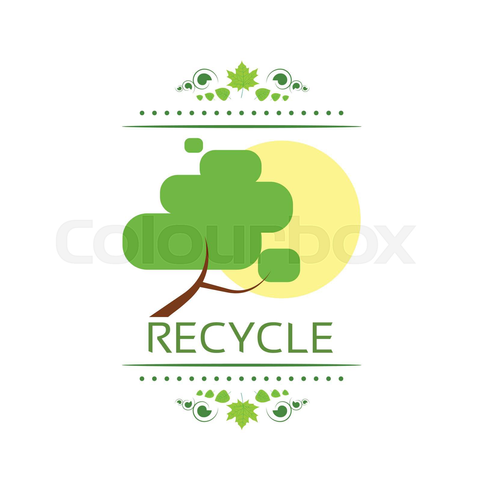 green tree recycle flat eco icon vector | Stock vector | Colourbox