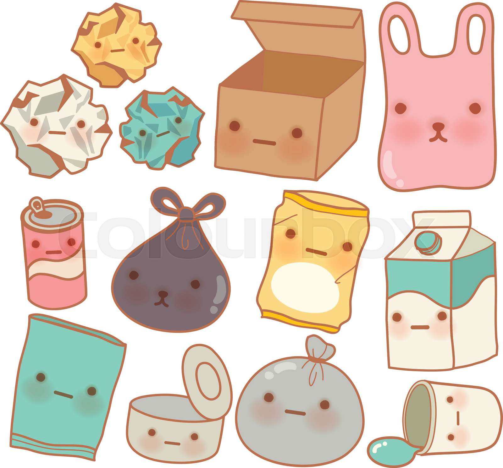 Set of Cute Rubbish | Stock vector | Colourbox
