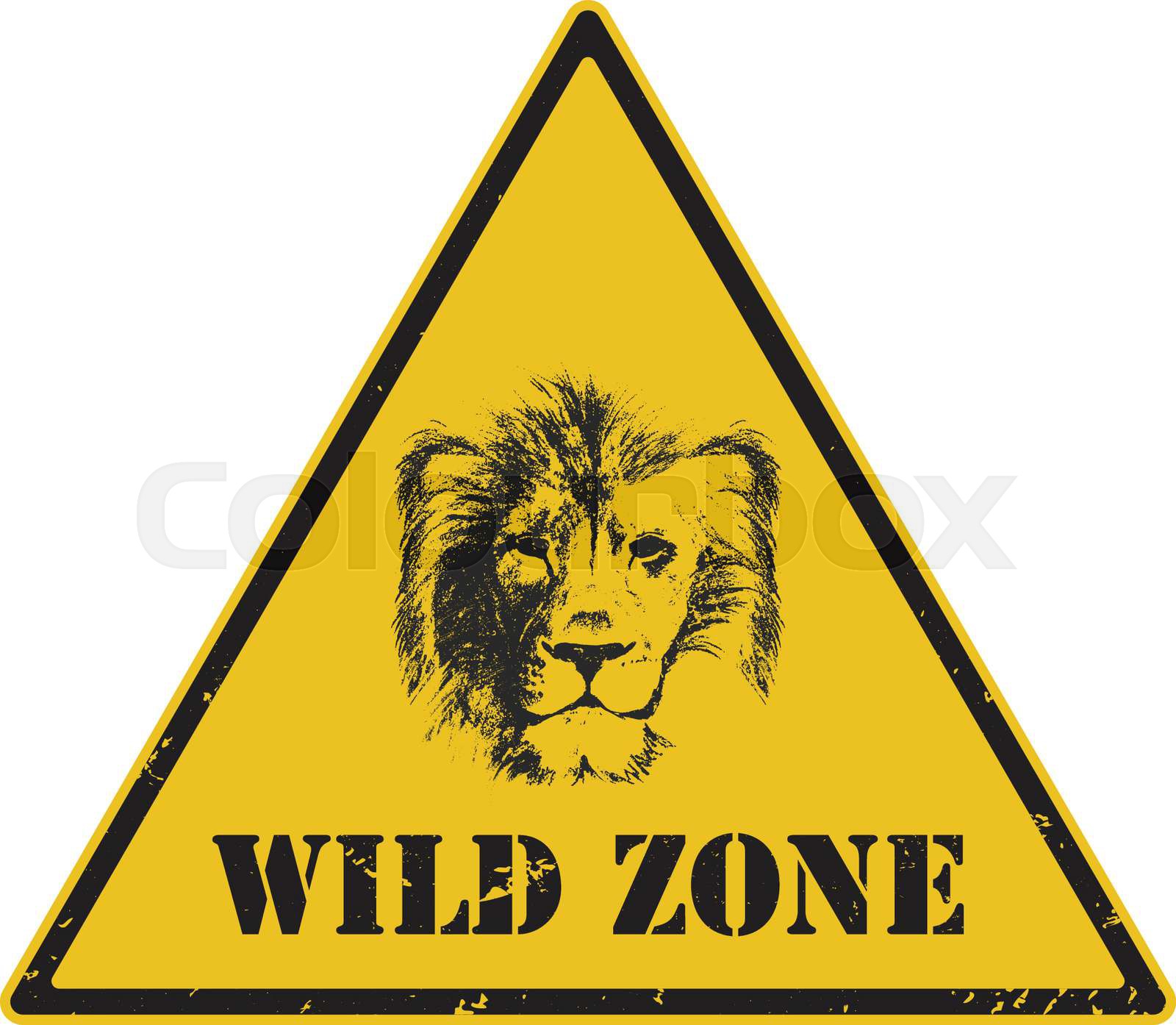 warning sign. danger signal with lion | Stock vector | Colourbox